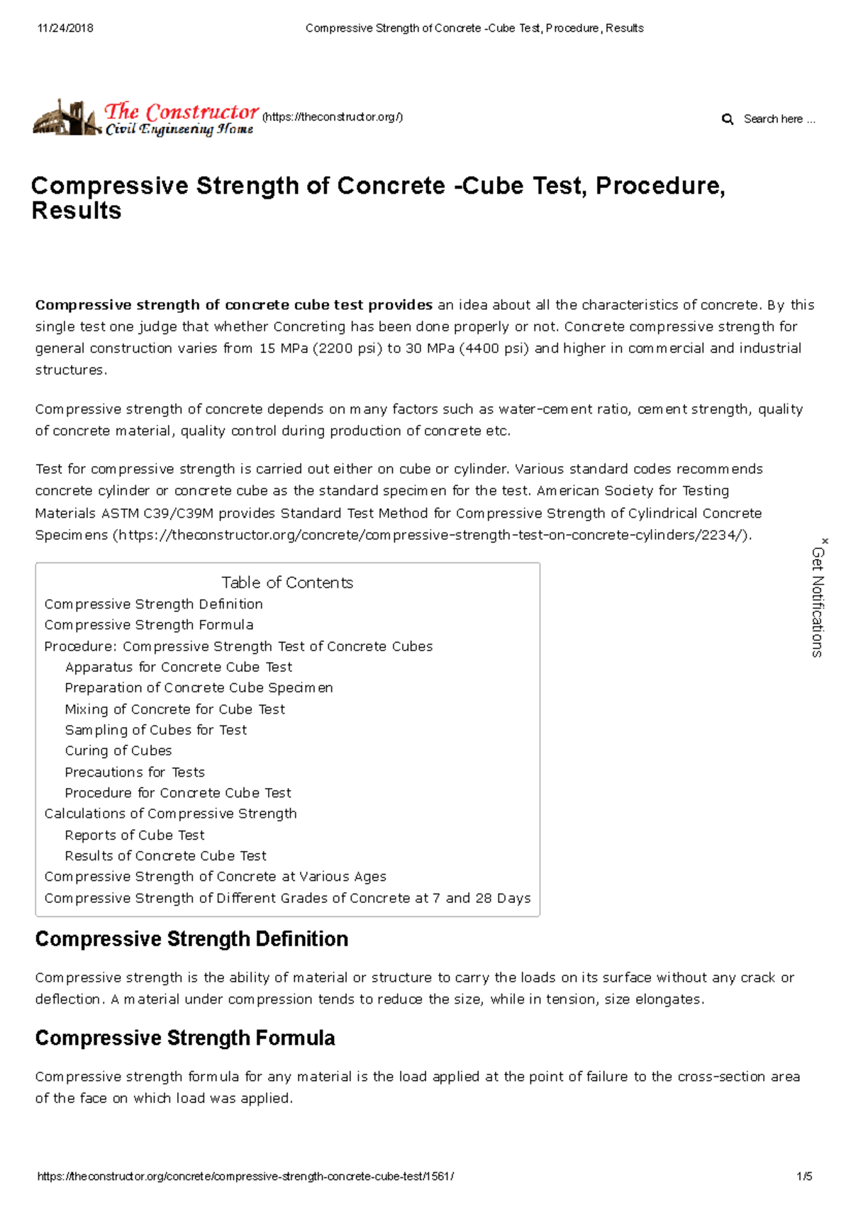 Compressive Strength Of Concrete Cube Test Procedure Results