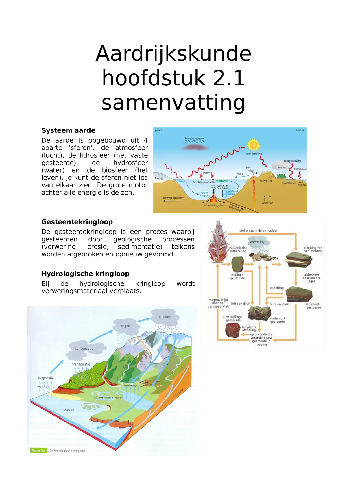 Aardrijkskunde Hoofdstuk 2 Hoofdstuk 2 Samenvatting Systeem Aarde De