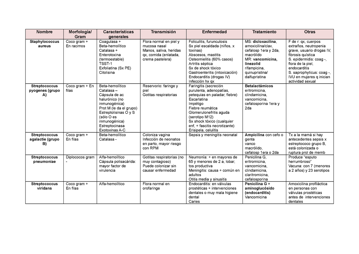 Cuadro Resumen De Bacterias Virus Y Hongos Microbiologia Nombre