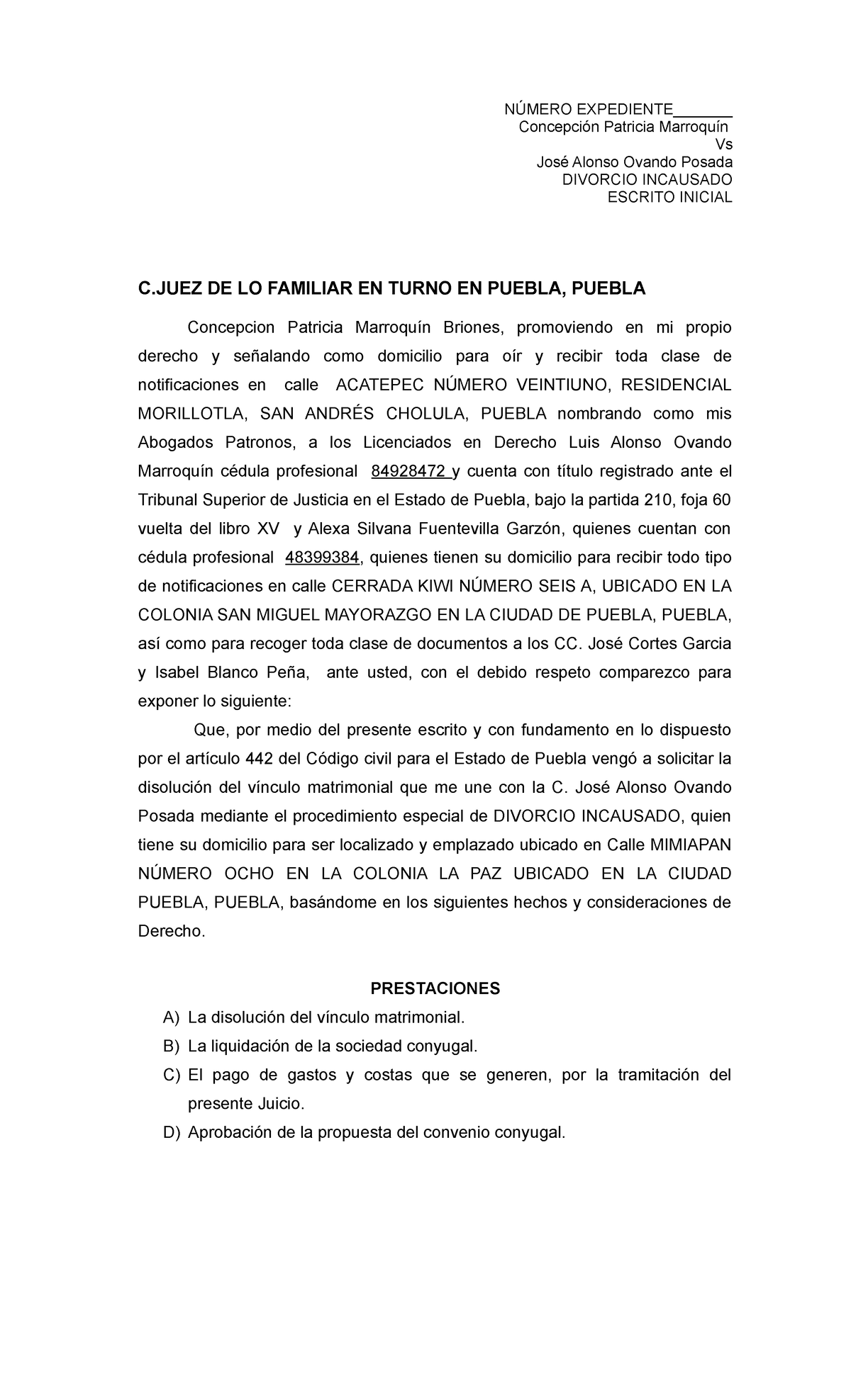 Descubrir 41 Imagen Modelo De Convenio De Divorcio Incausado Abzlocalmx