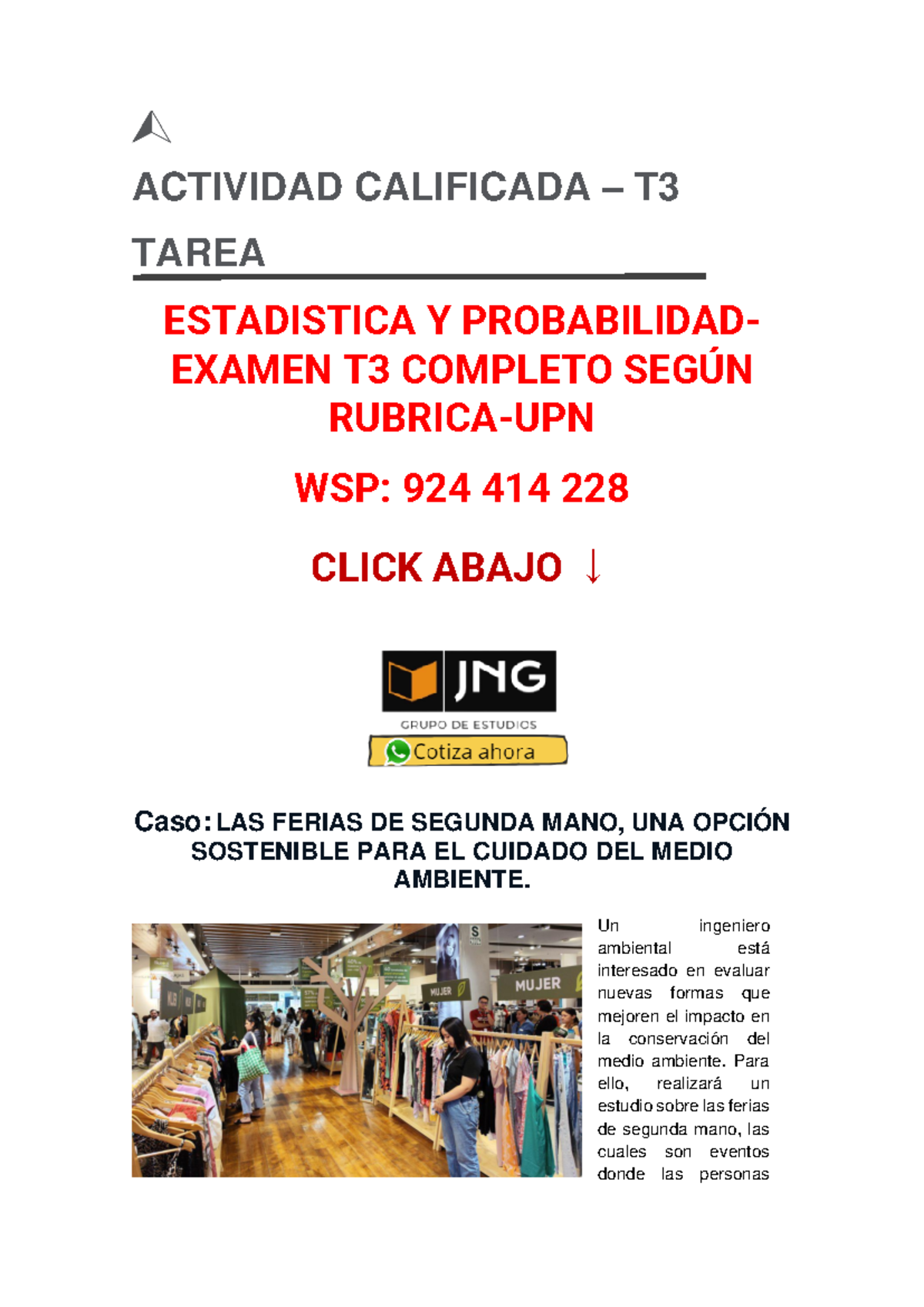 924414228 Estadistica T3 Resuelto Actividad Calificada T Tarea