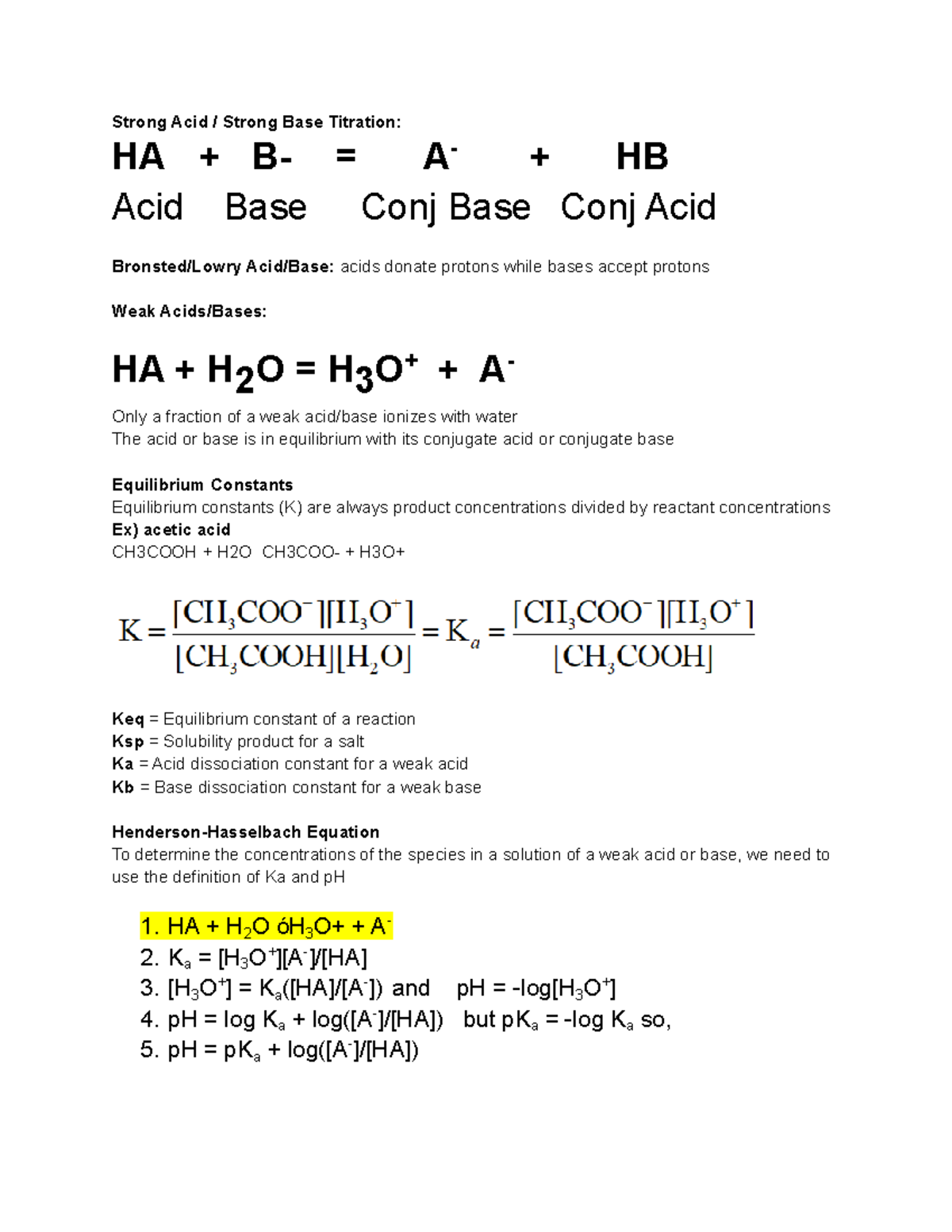 Acids Bases Titrations Buffers Strong Acid Strong Base Titration