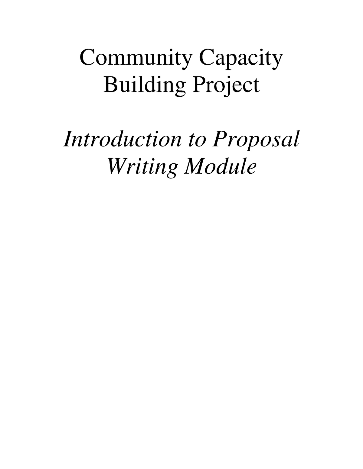 Ccb Proposal Writing Guide Community Capacity Building Project