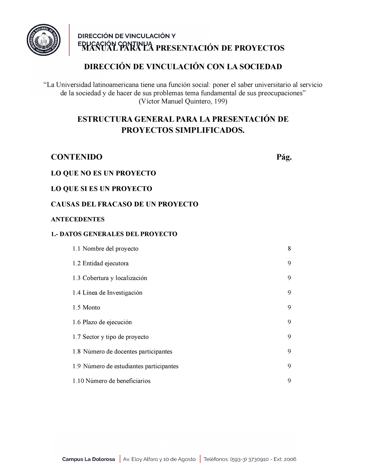 Manual Elab Proyecto Vinculacion Manual Para La PresentaciÓn De