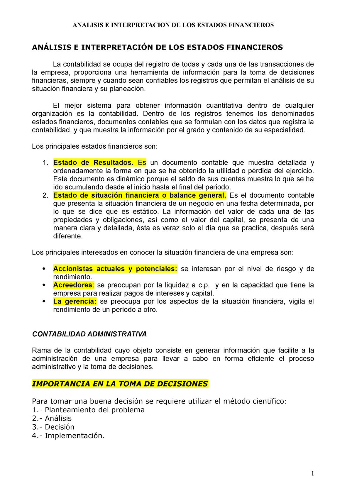 Razones Financieras Tarea AnÁlisis E InterpretaciÓn De Los Estados