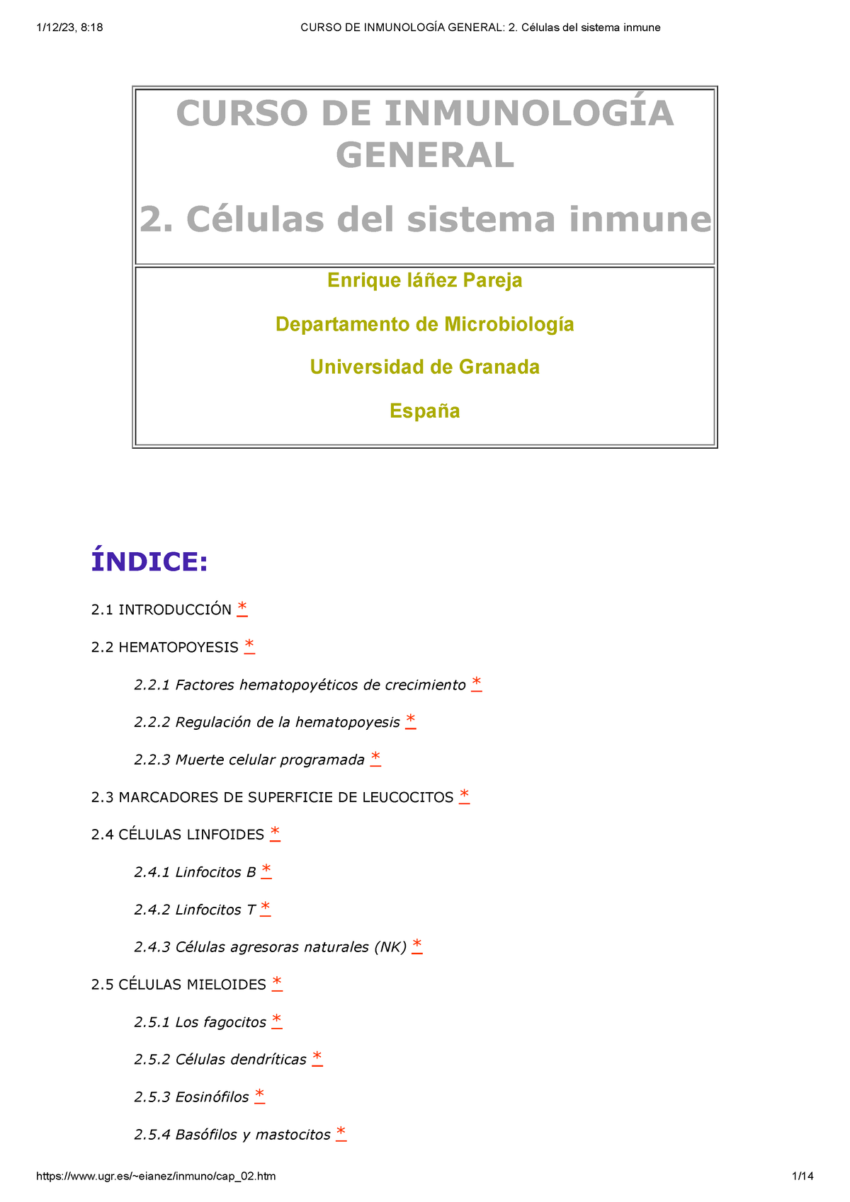 Curso De Inmunologia General 2 Curso De InmunologÍa General 2