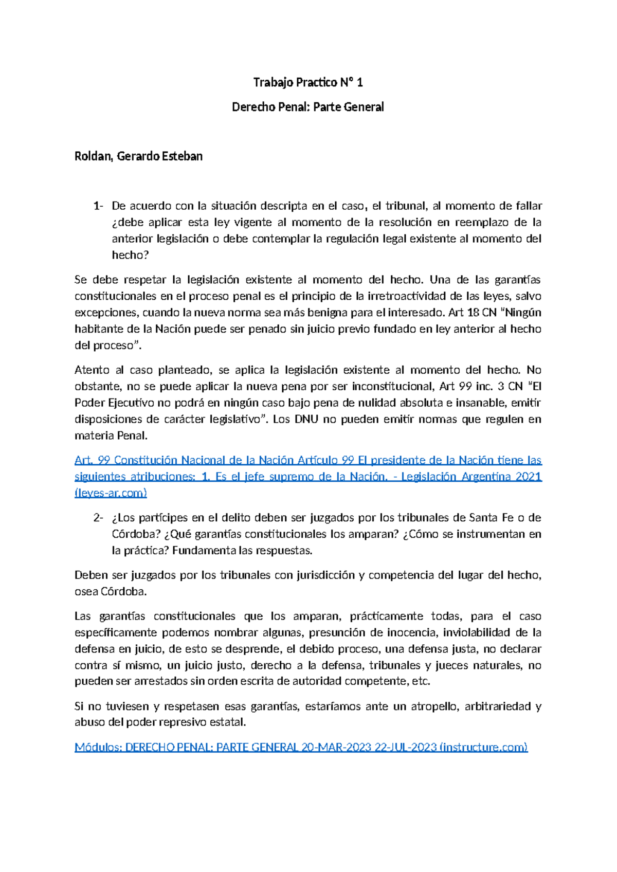 Trabajo Practico N1 Derecho Penal Trabajo Practico Nº 1 Derecho Penal