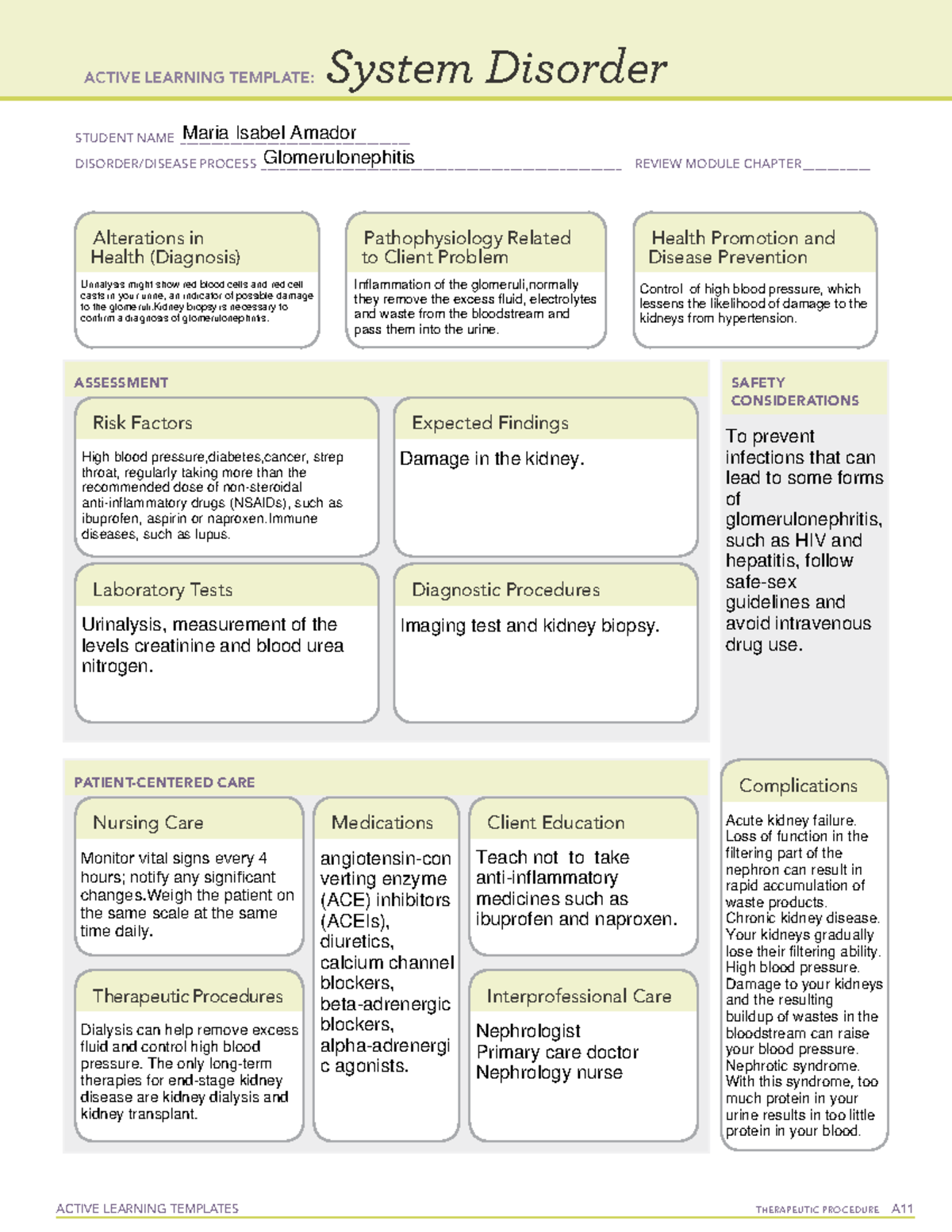 Active Learning Template System Disorder