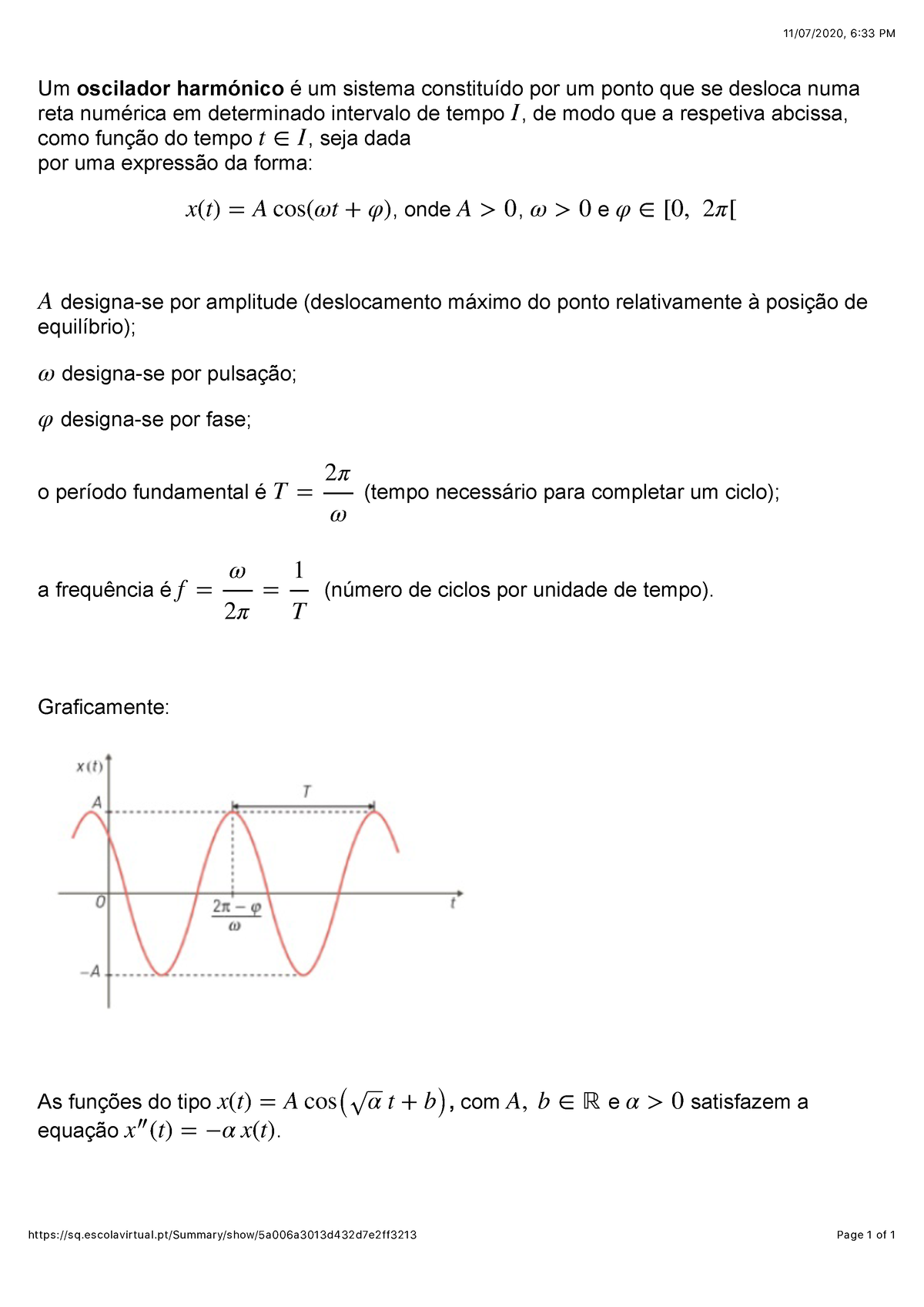 7 Aplicação Das Funções Trigonométricas Aos Osciladores Harmónicos 11