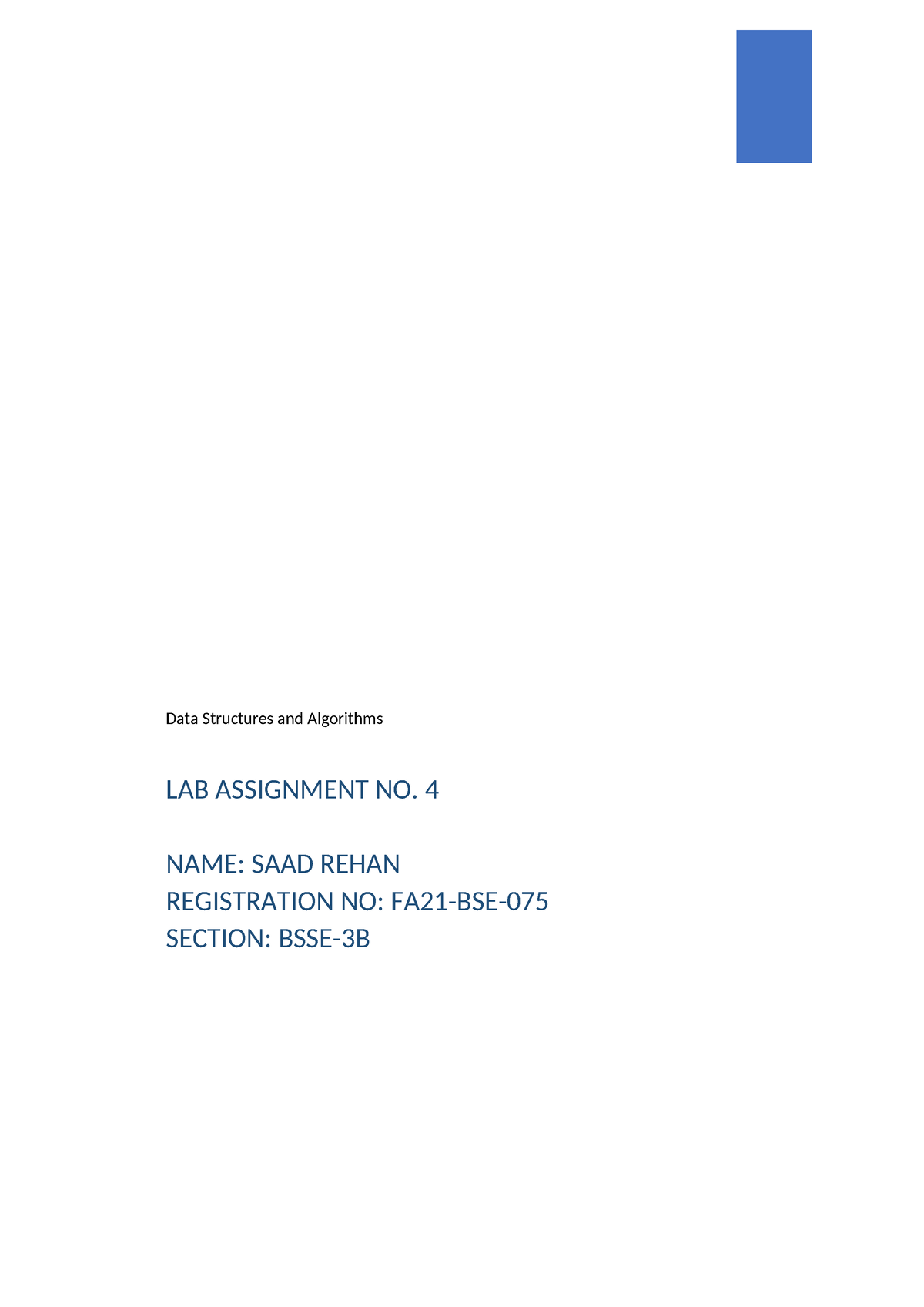 Dsa Lab Assignment 4 Data Structures And Algorithms Lab Assignment No