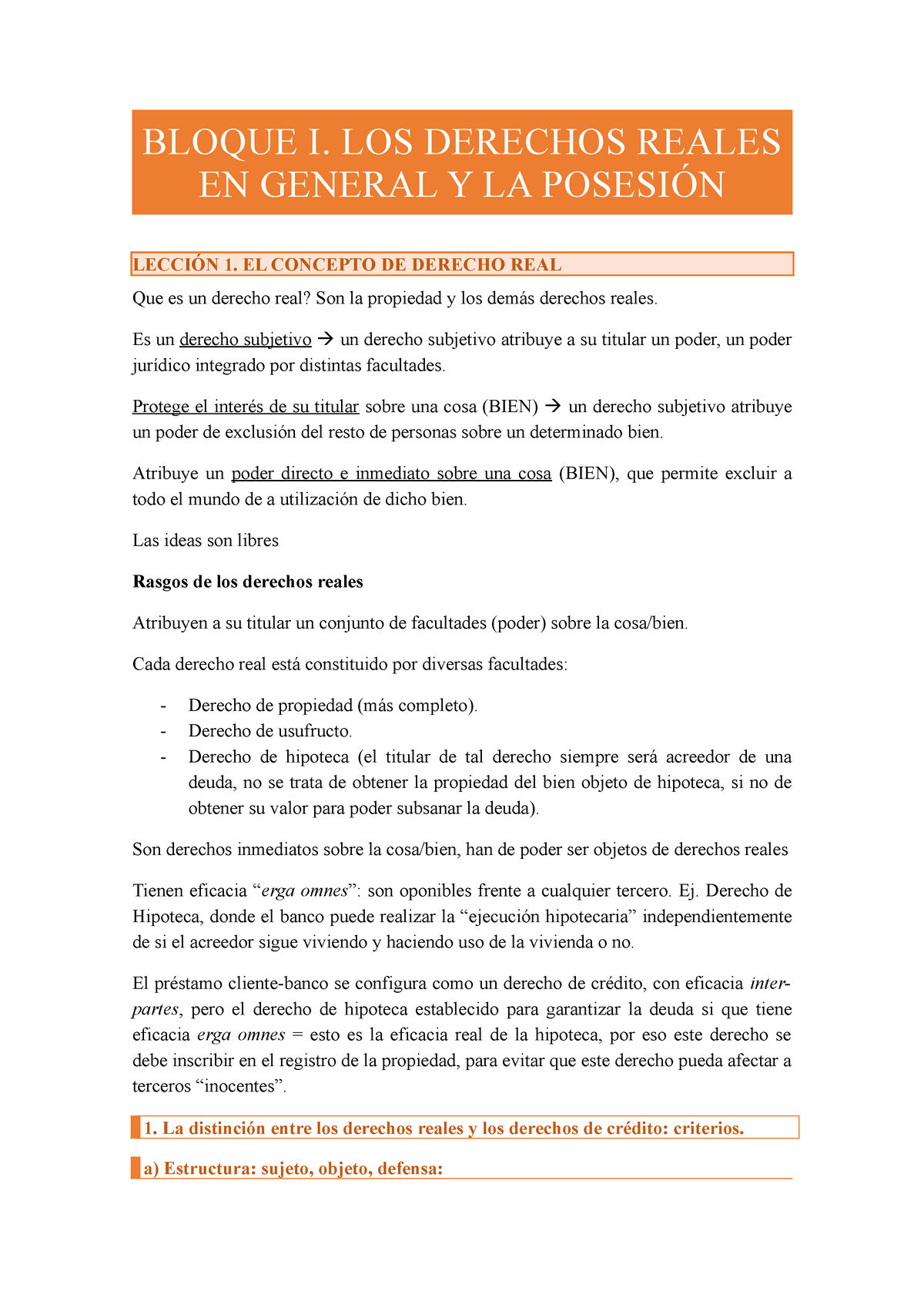 Resumenes 1r Parcial Tema 1 5 Bloque I Los Derechos Reales En