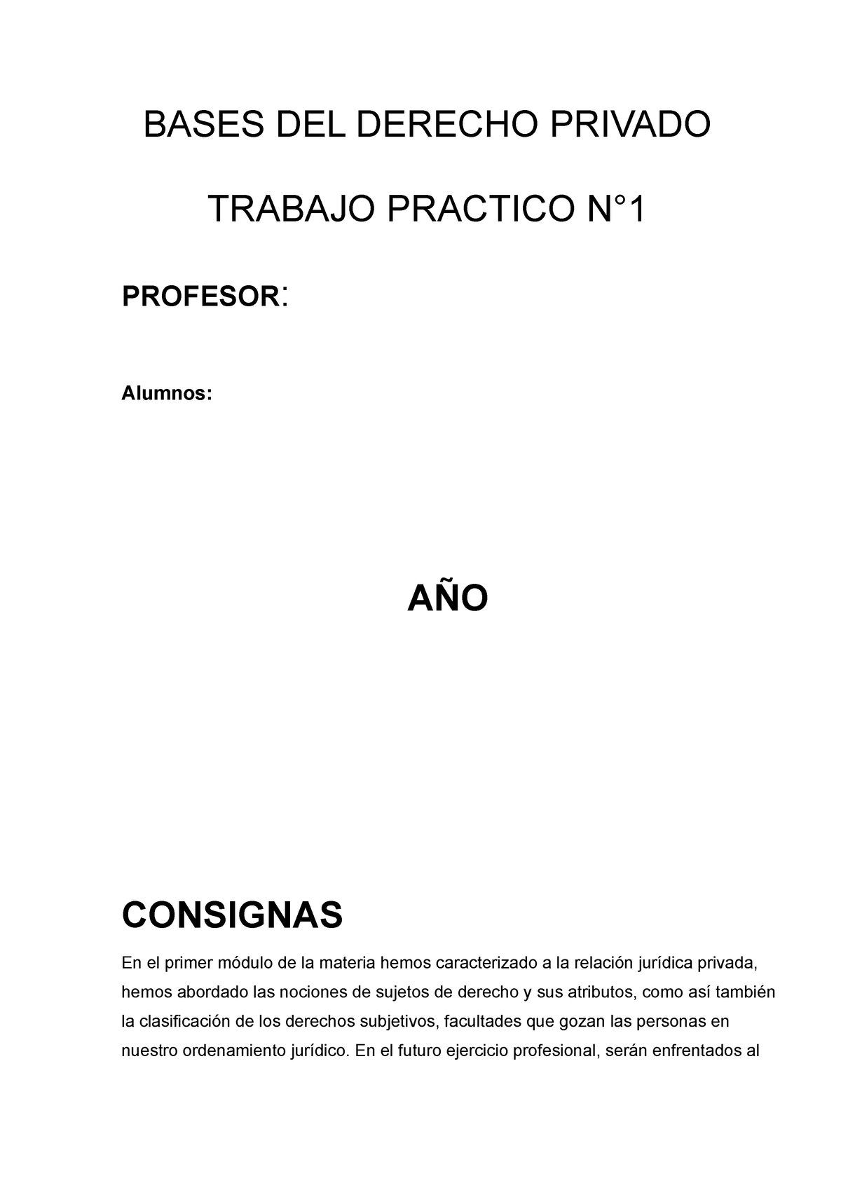 Tp 1 Bases Del Derecho Privado Bases Del Derecho Privado Trabajo