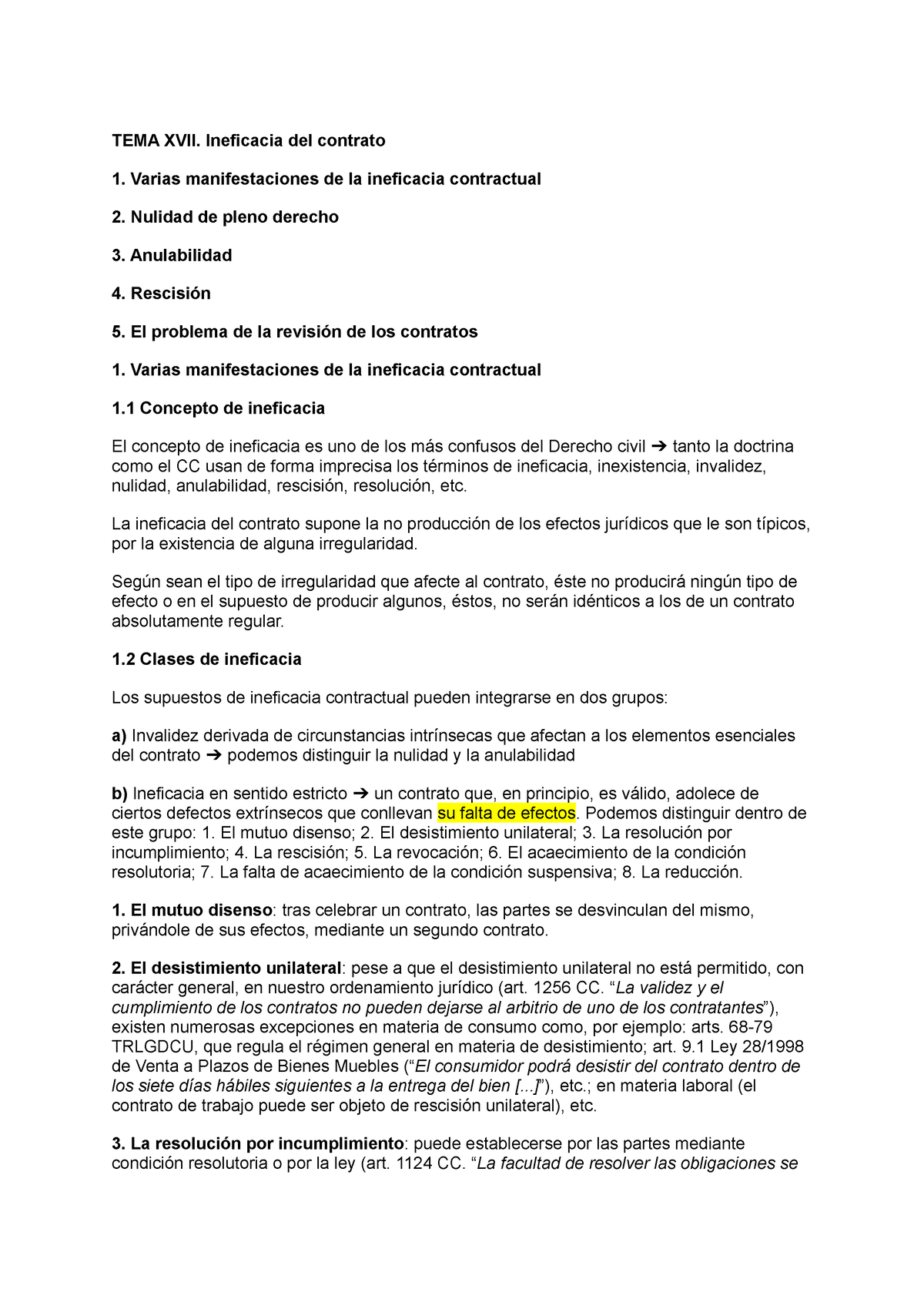 Tema 17 Oyc Apuntes Para El Examen De Obligaciones Y Contratos