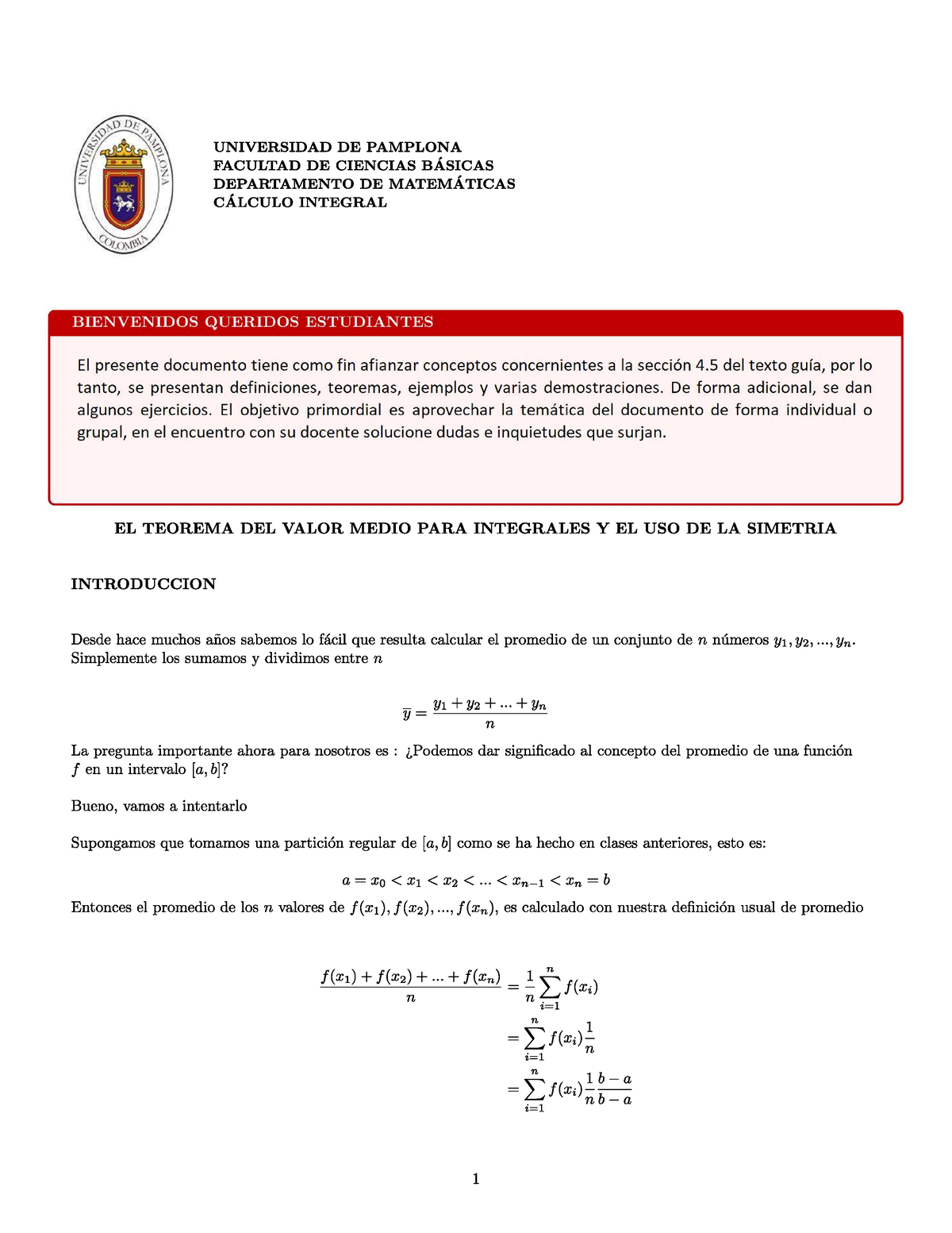 Calculo Integral Teorema Valor Medio Simetria 1s22 Cálculo Integral