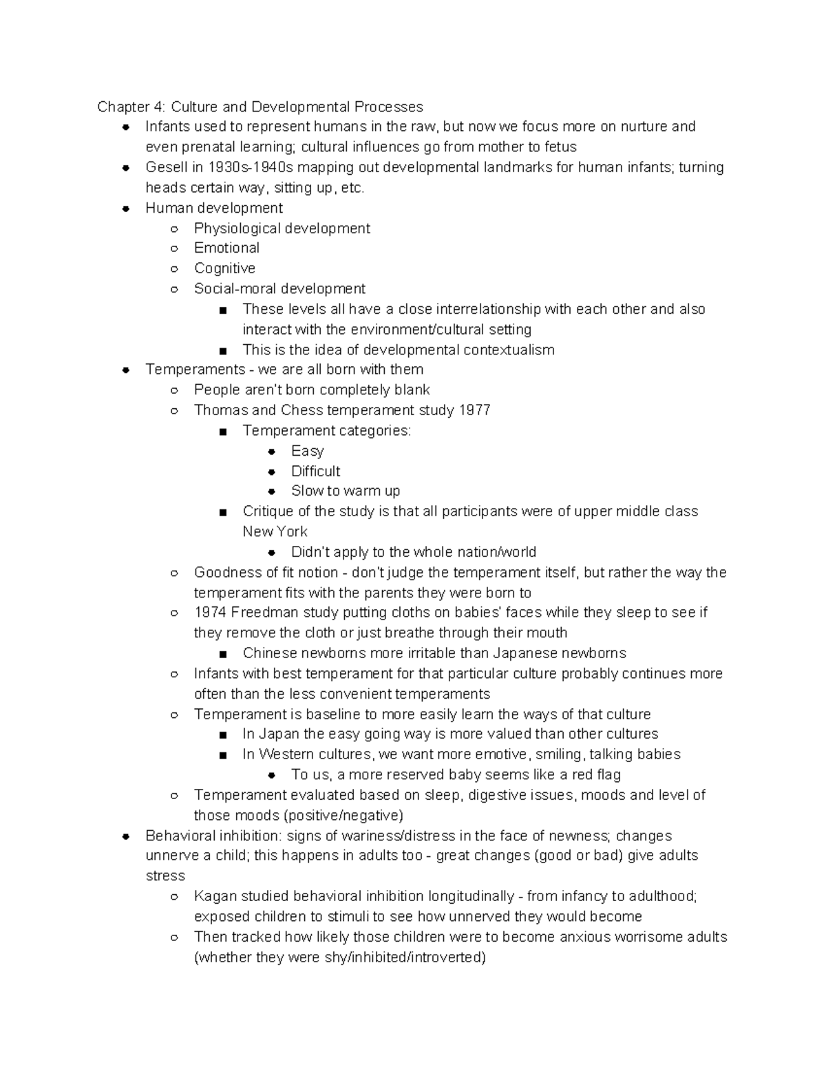 Lecture Notes 3 Ch 4 Culture And Developmental Processes Chapter 4