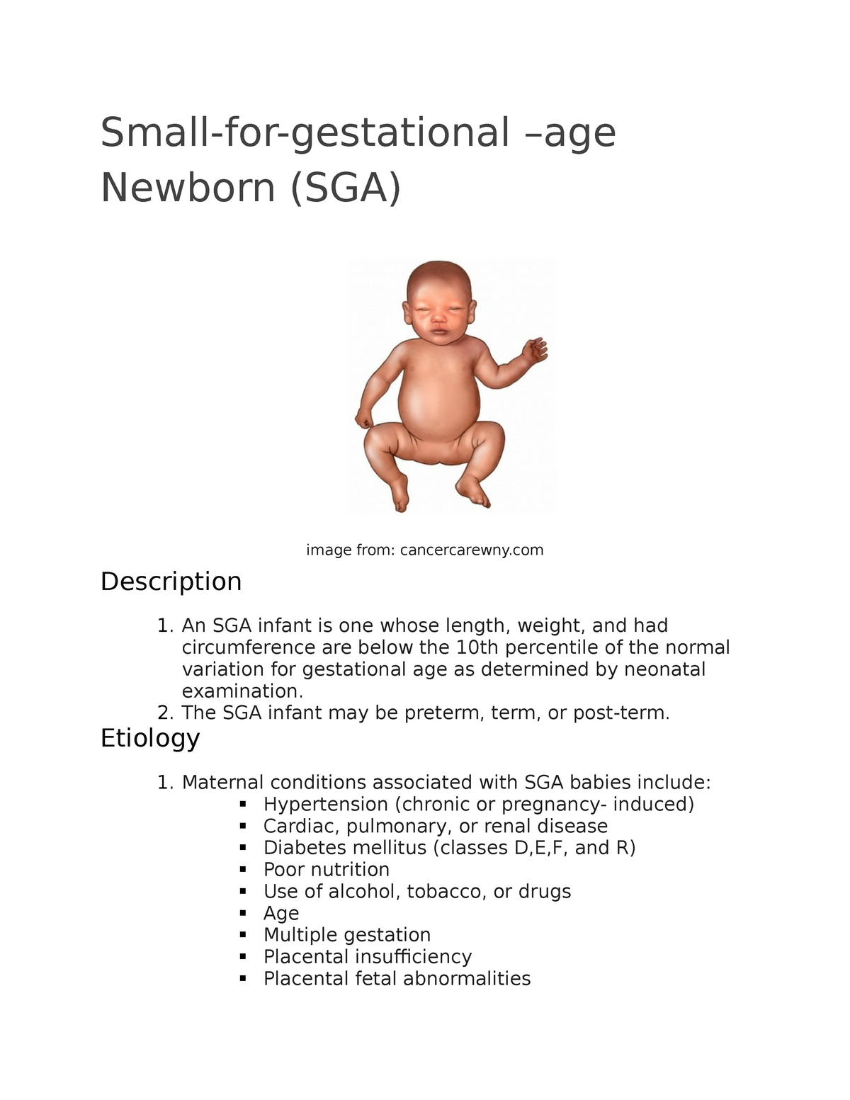 Small For Gestational Age