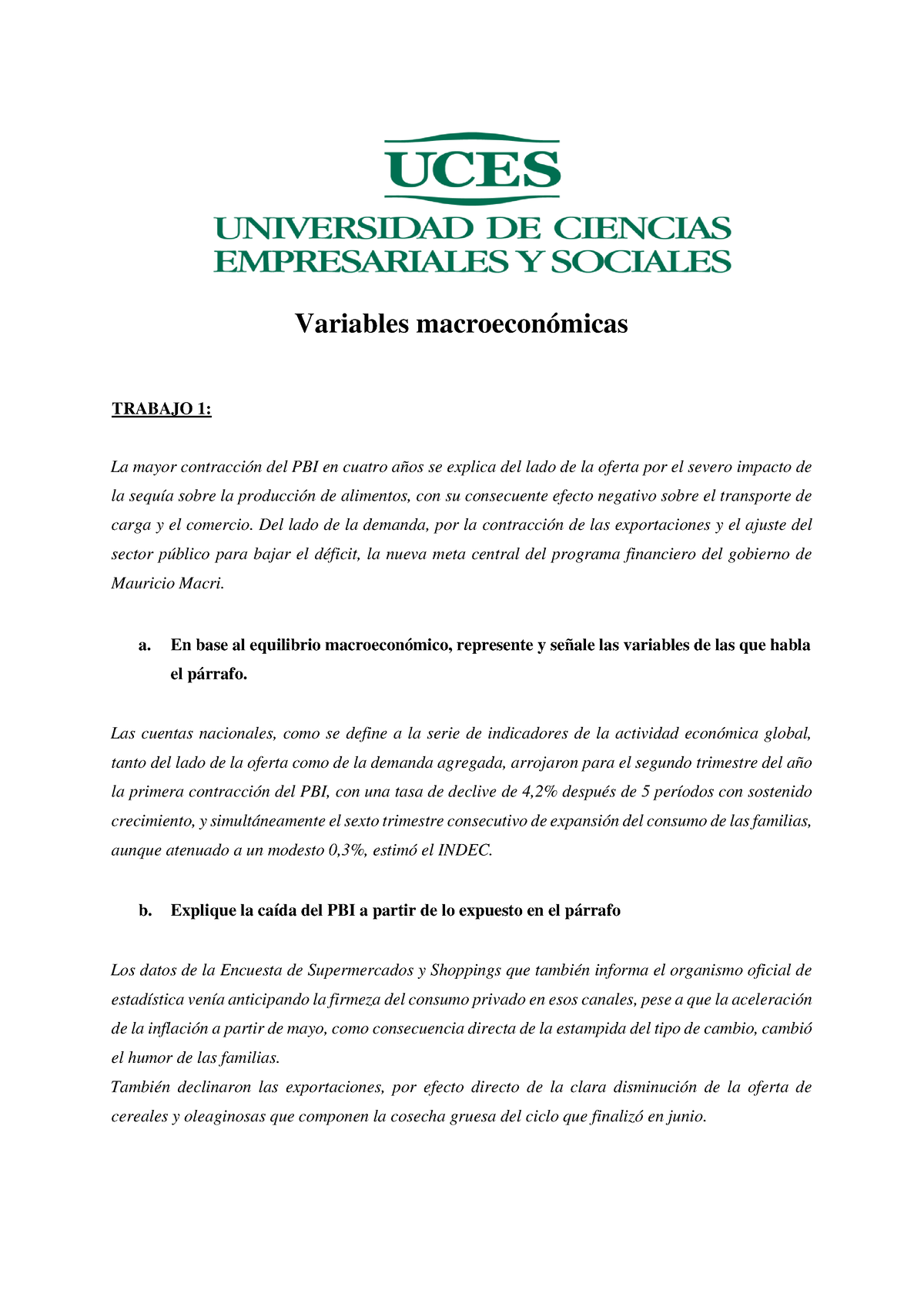 Tp1 Tp1 Variables Macroeconómicas Trabajo 1 La Mayor Contracción