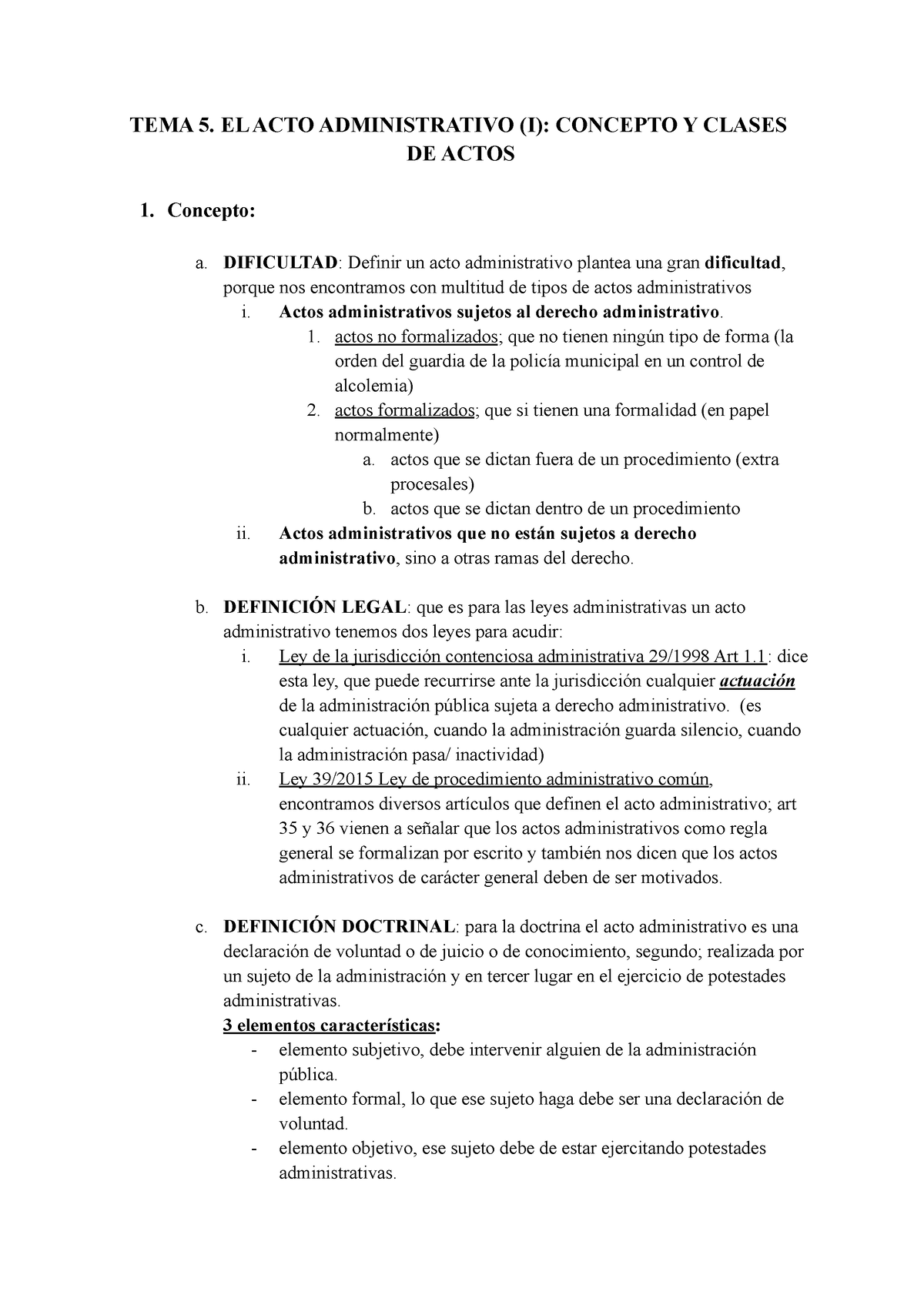 Tema 5 El Acto Administrativo I Concepto Y Clases De Actos Tema 5