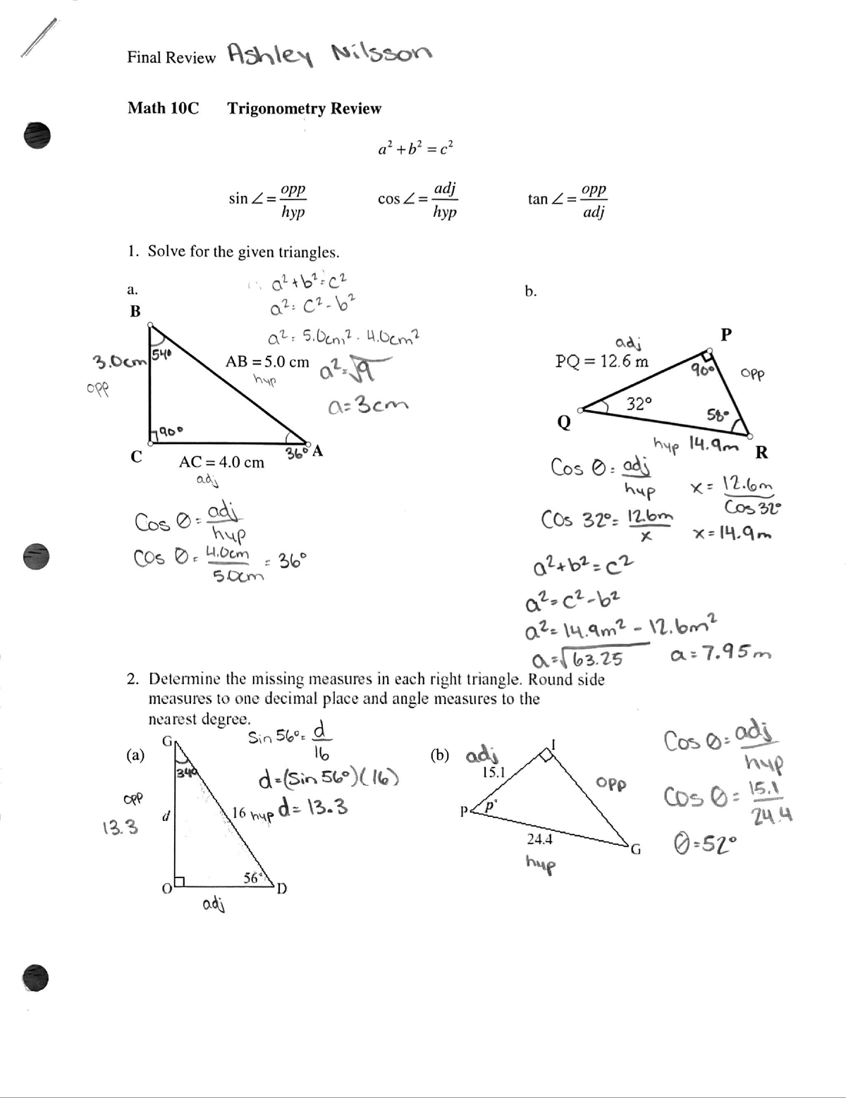 Grade 10 Math Trigonometry Studocu