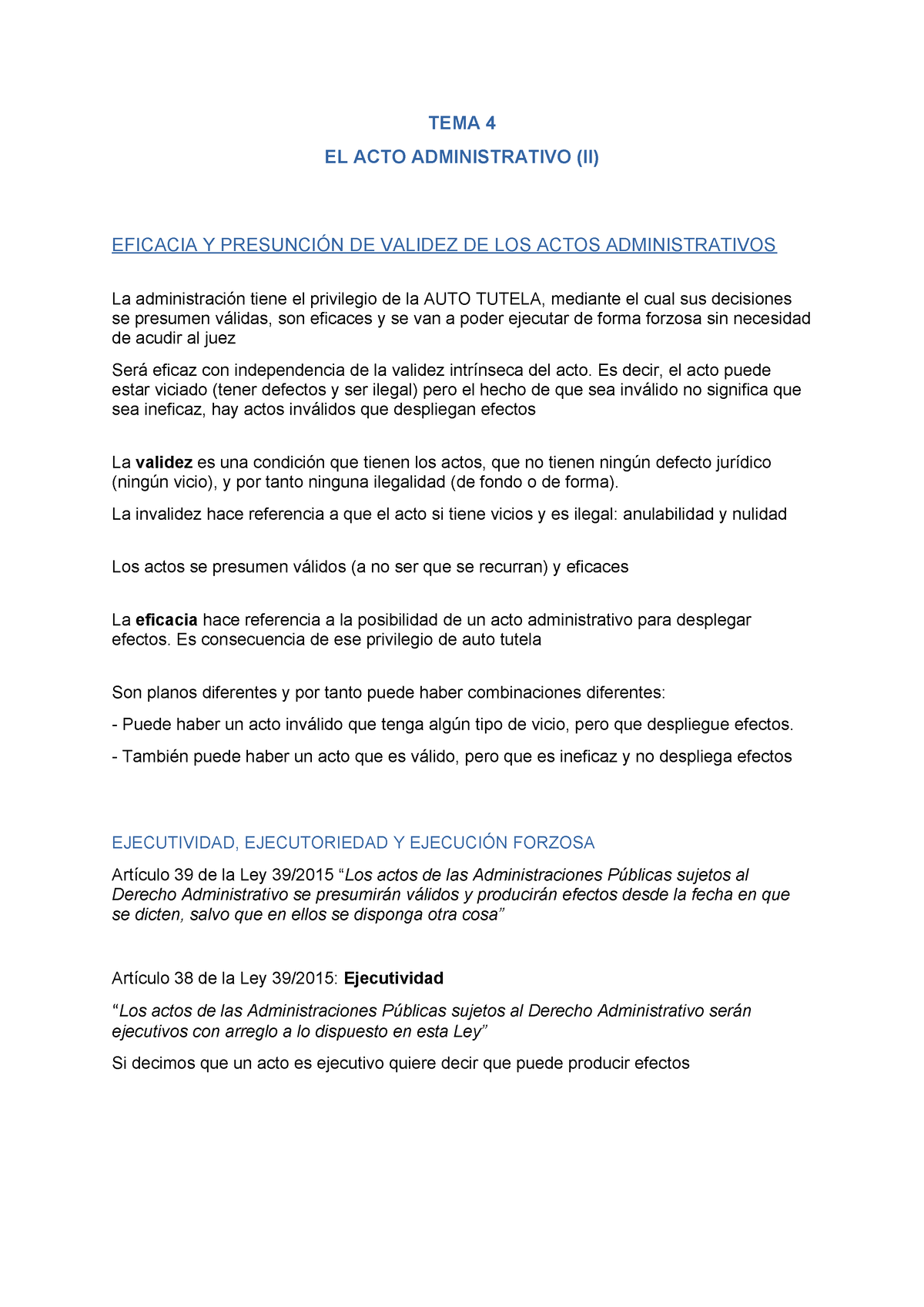 Tema 4 Tema 4 Tema 4 El Acto Administrativo Ii Eficacia Y