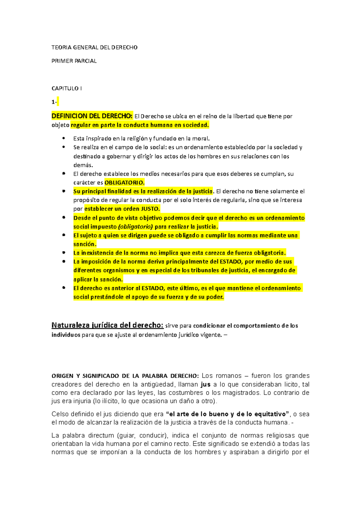 Teoria General Del Derecho 1° Parcial Teoria General Del Derecho