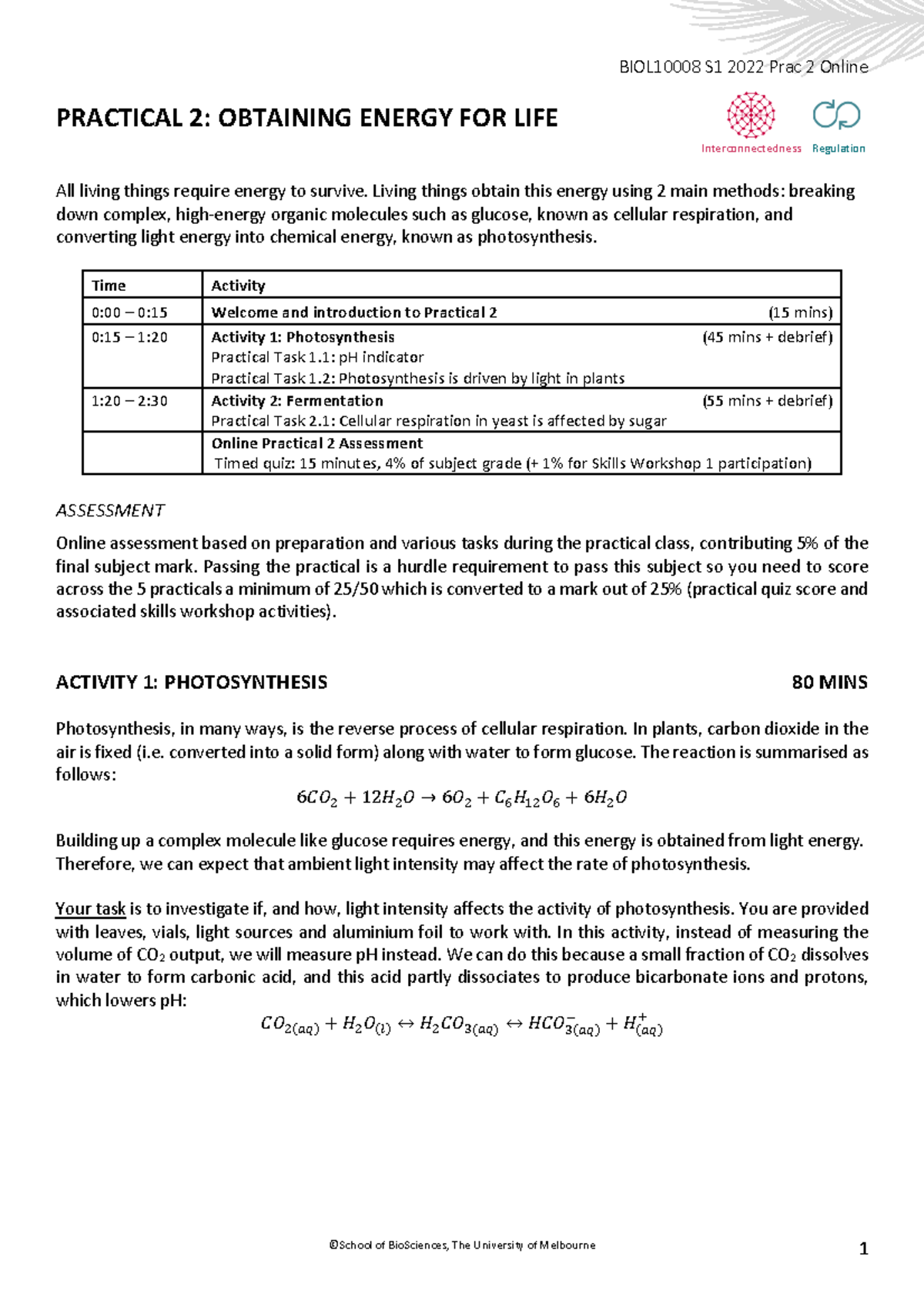 2022 Biol10008 S1 Prac 2 Online Student Notes Practical 2 Obtaining