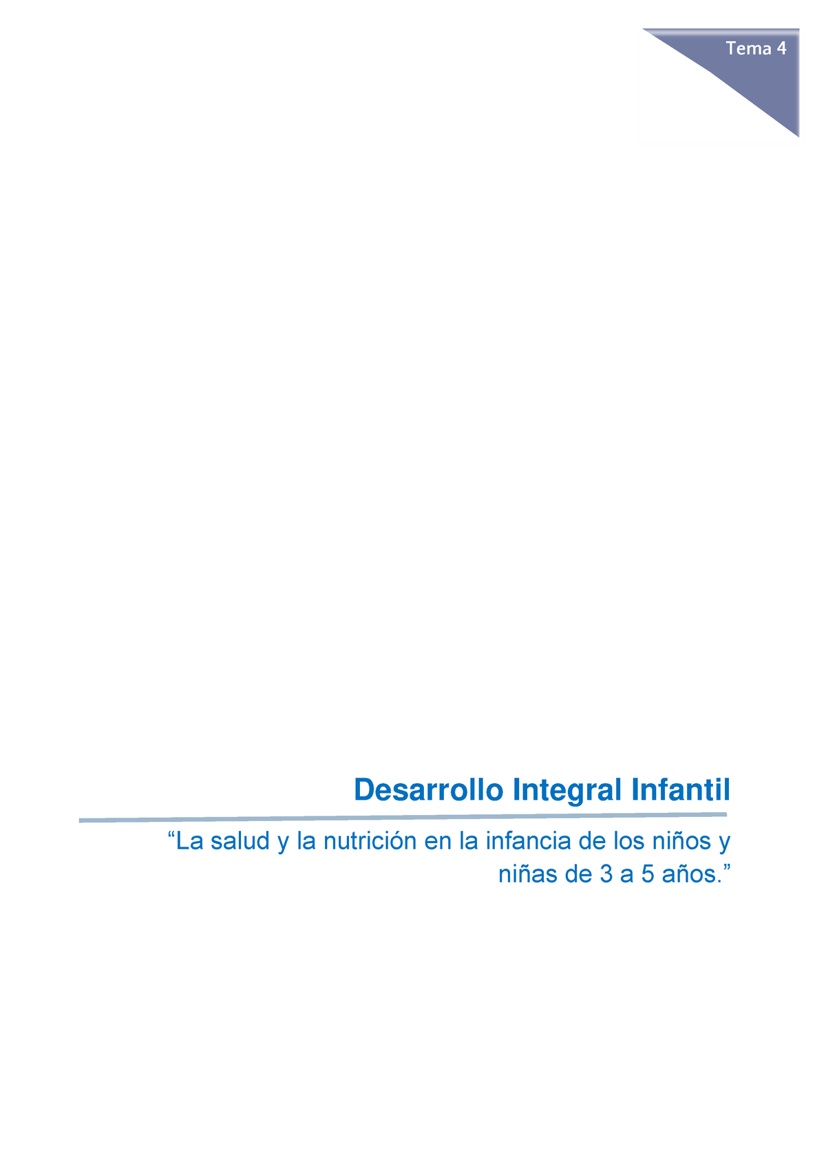 Tema 4 Salud Y Nutricion En La Primera Infancia Tema 4 Desarrollo