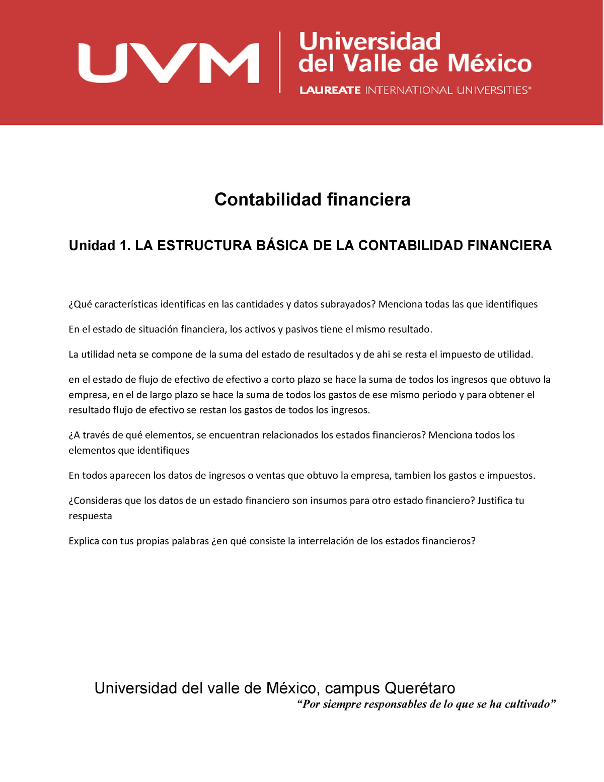 U1 Ejercicios A1 Contabilidad Financiera Contabilida D Plane Ació N