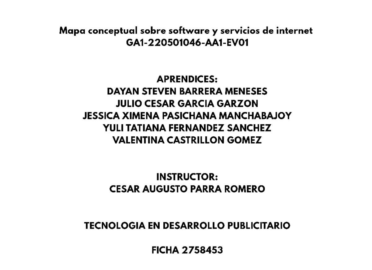 Mapa Conceptual Sobre Software Y Servicios De Internet Ga1 220501046