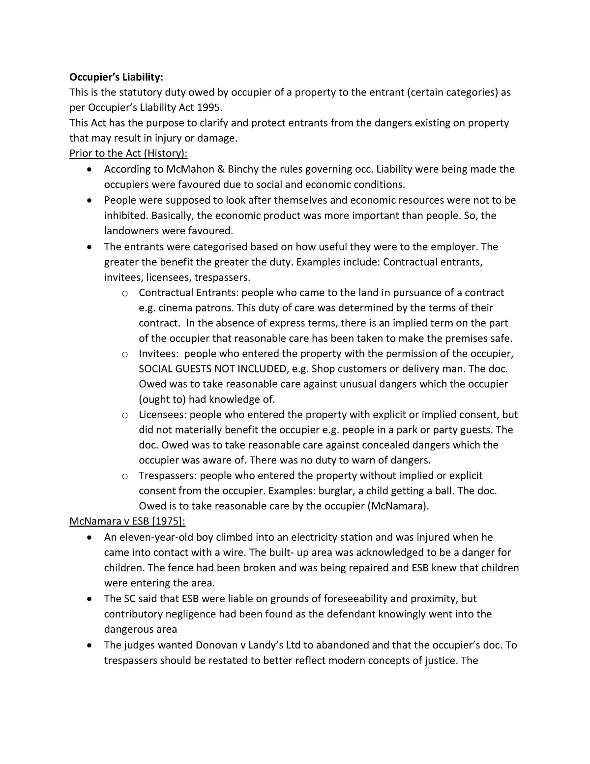 Tort Law Exam Notes With Notes From Lectures Law Of Torts 1 Topic