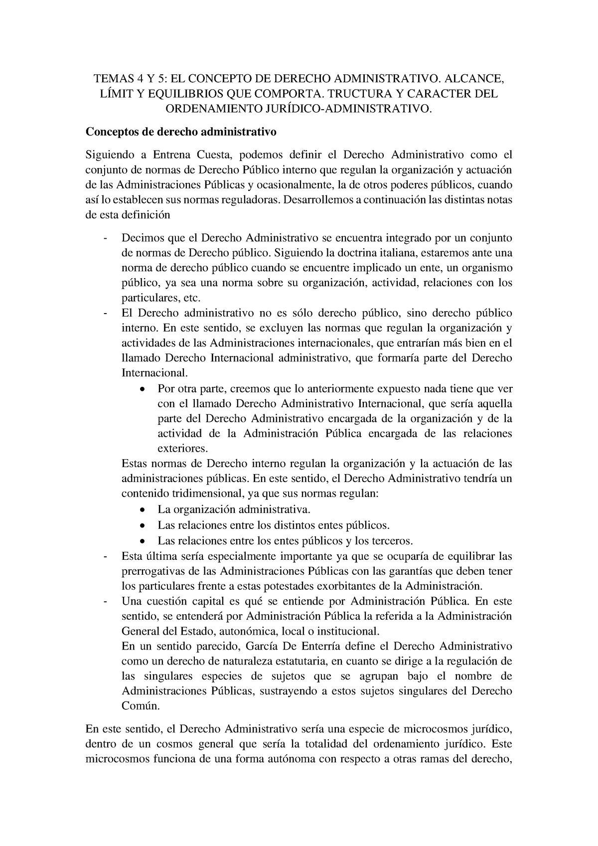 Derecho Administrativo I T4y5 Temas 4 Y 5 El Concepto De Derecho