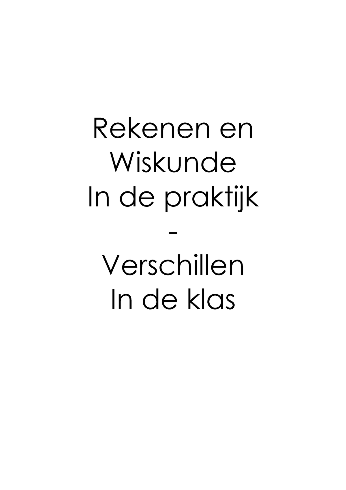 Samenvatting Rekenen Wiskunde In De Praktijk Bovenbouw Rekenen En