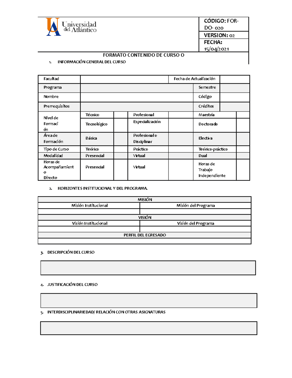 Sílabo Silabo 1 InformaciÓn General Del Curso Facultad Fecha De