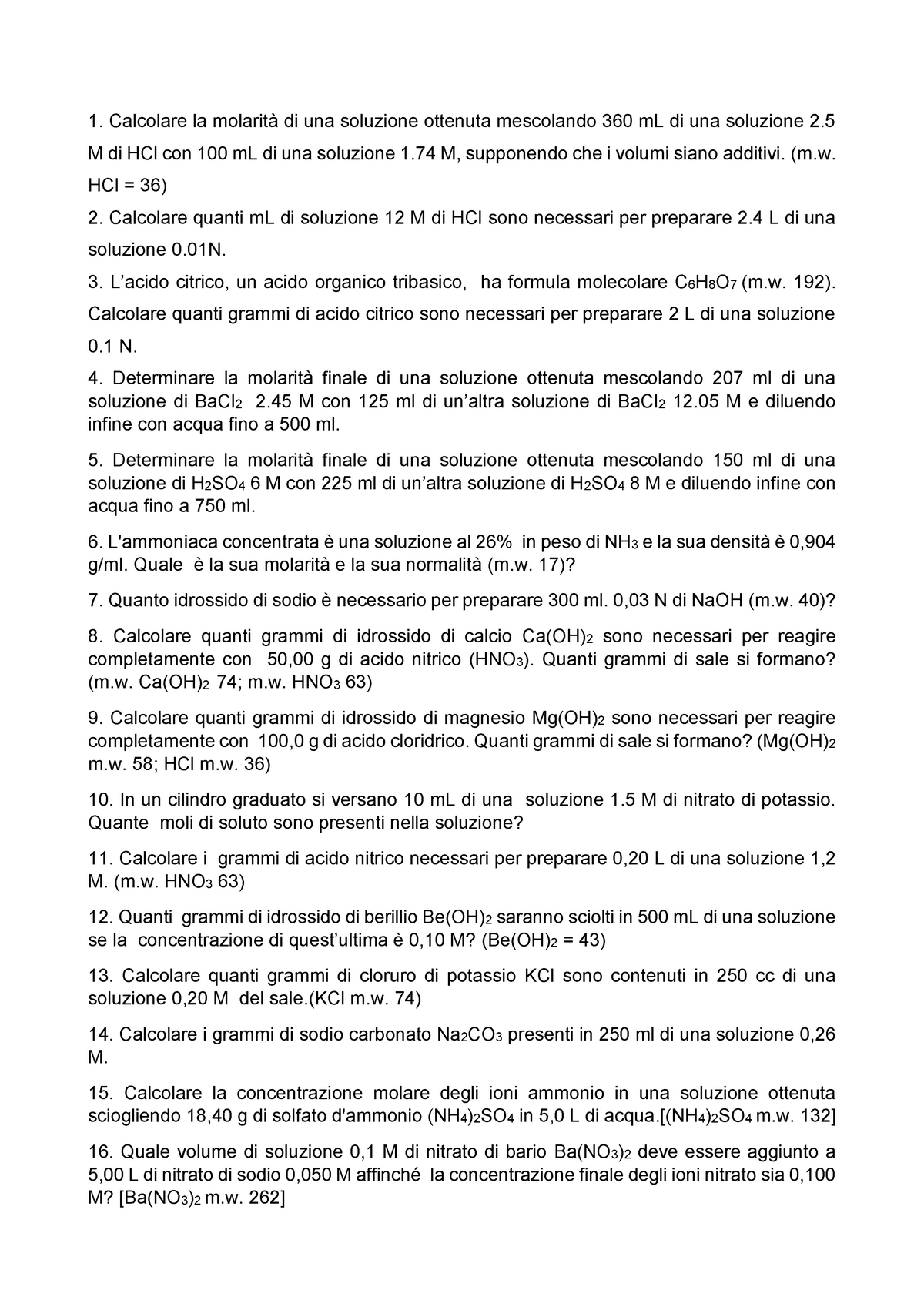 0 Esercizi 1 2016 Testi Di Esercitazioni Svolte In Classe In