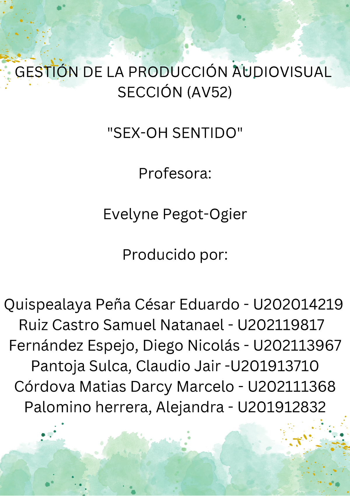 Dd2 Sex Oh Sentido Trabajo Del Curso Quispealaya Peña César