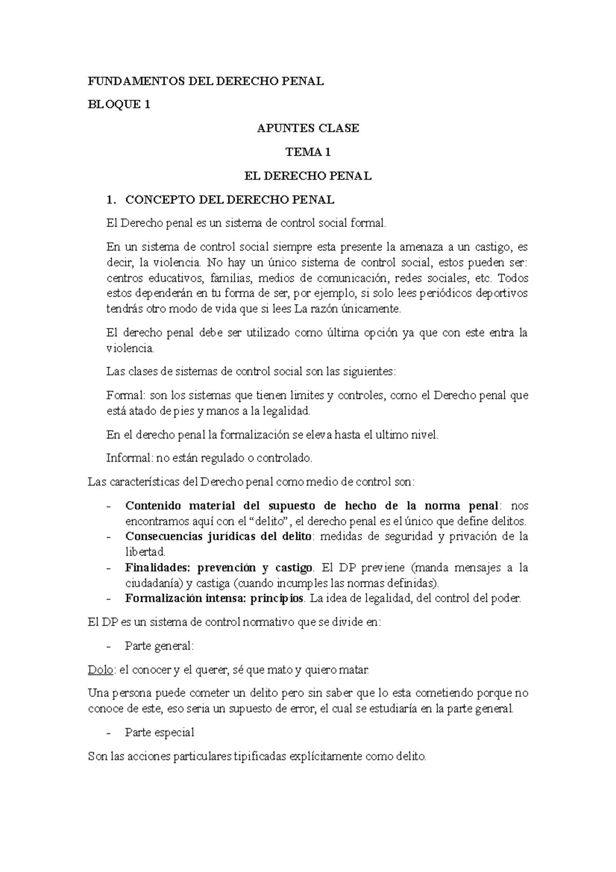 Fundamentos Del Derecho Penal Fundamentos Del Derecho Penal Bloque 1