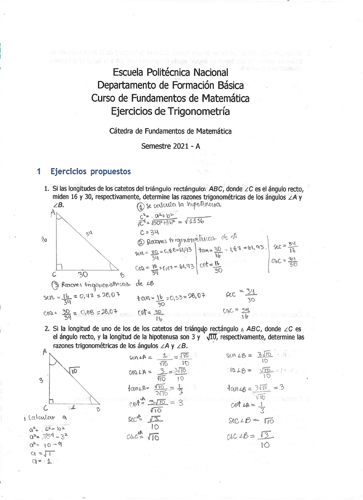 Ejercicios De Trigonometría Respuestas De Preguntas Fundamentos De