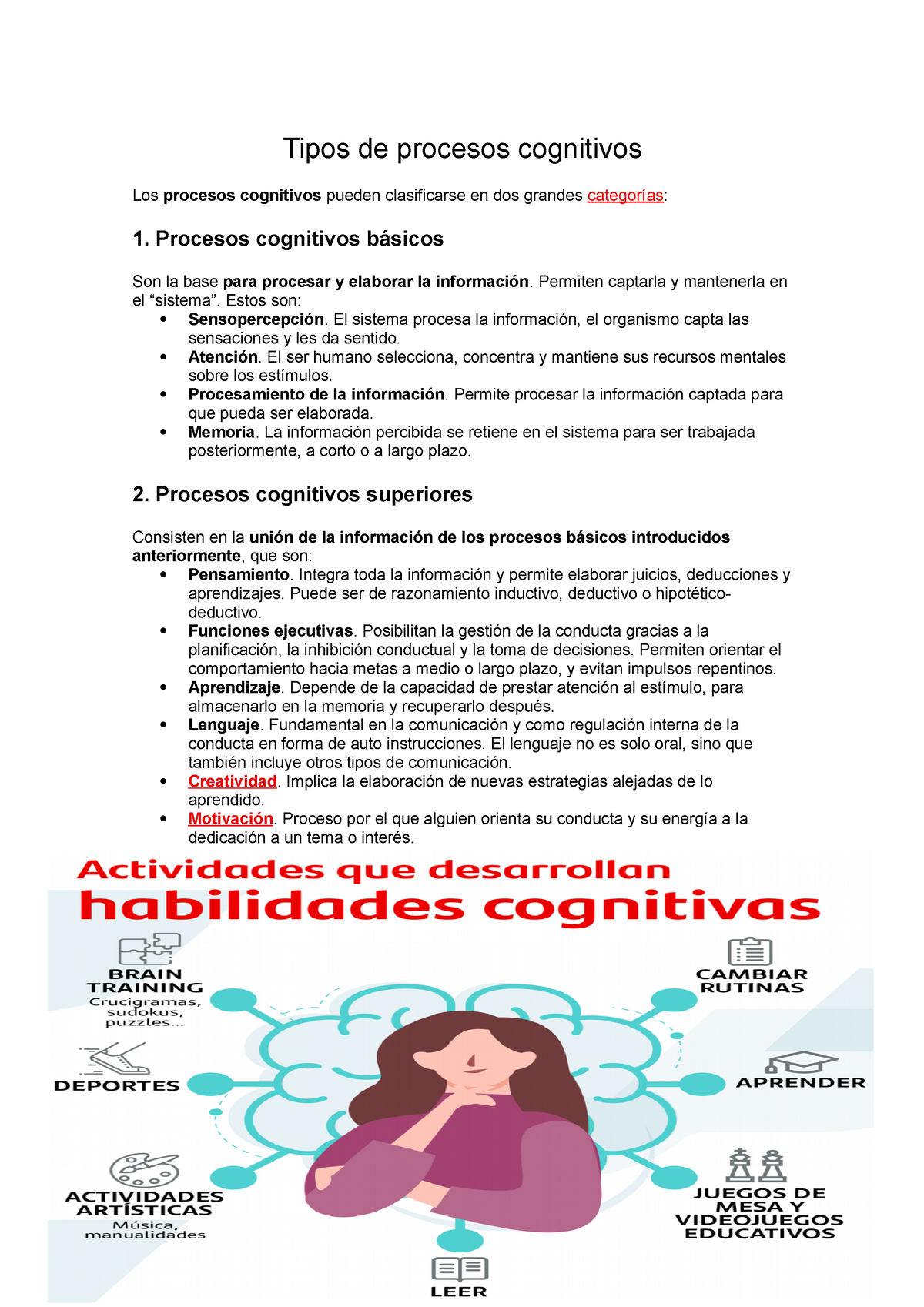 Tipos De Procesos Cognitivos Procesos Cognitivos Básicos Son La Base