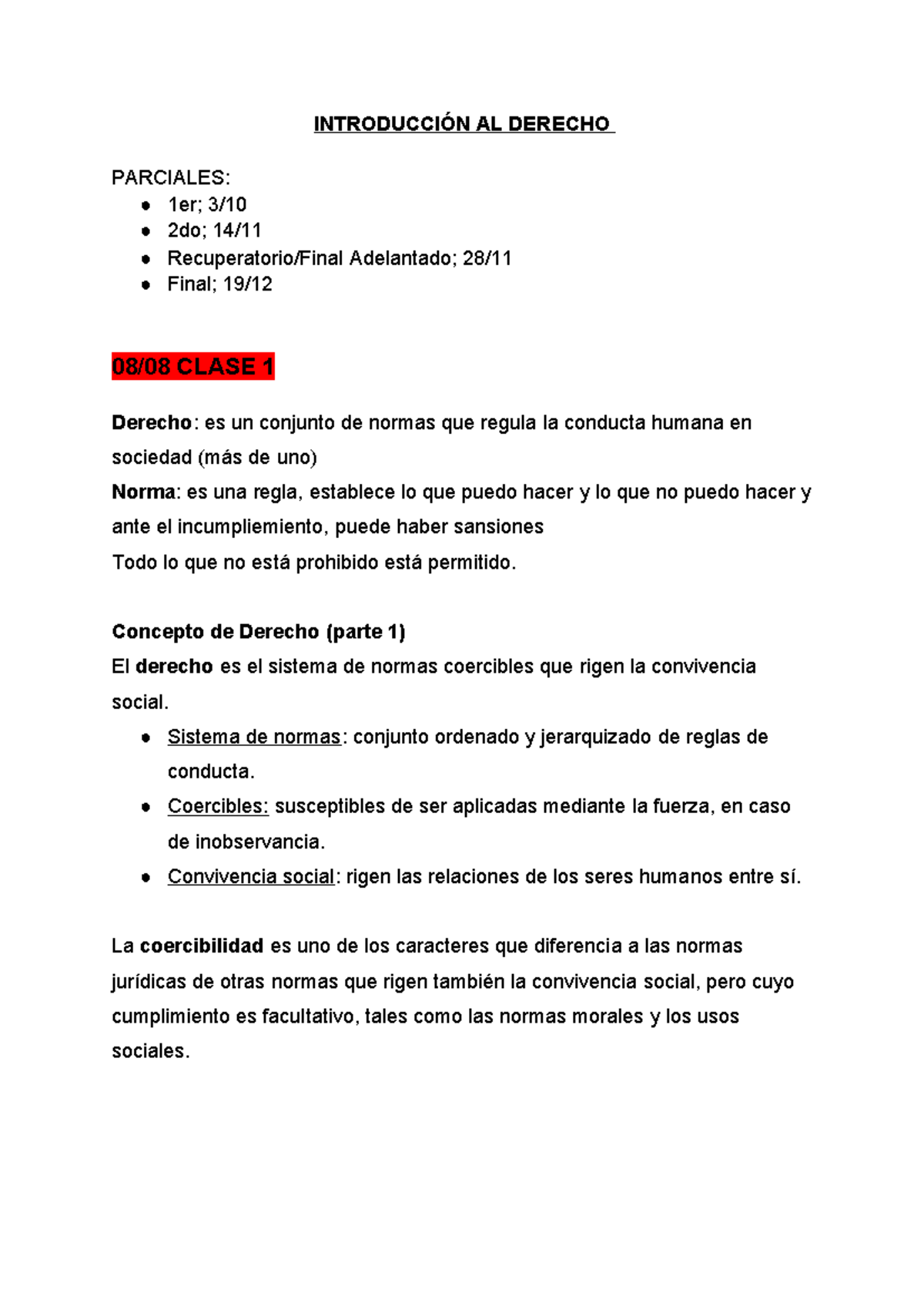 Introducción Al Derecho IntroducciÓn Al Derecho Parciales 1er 3