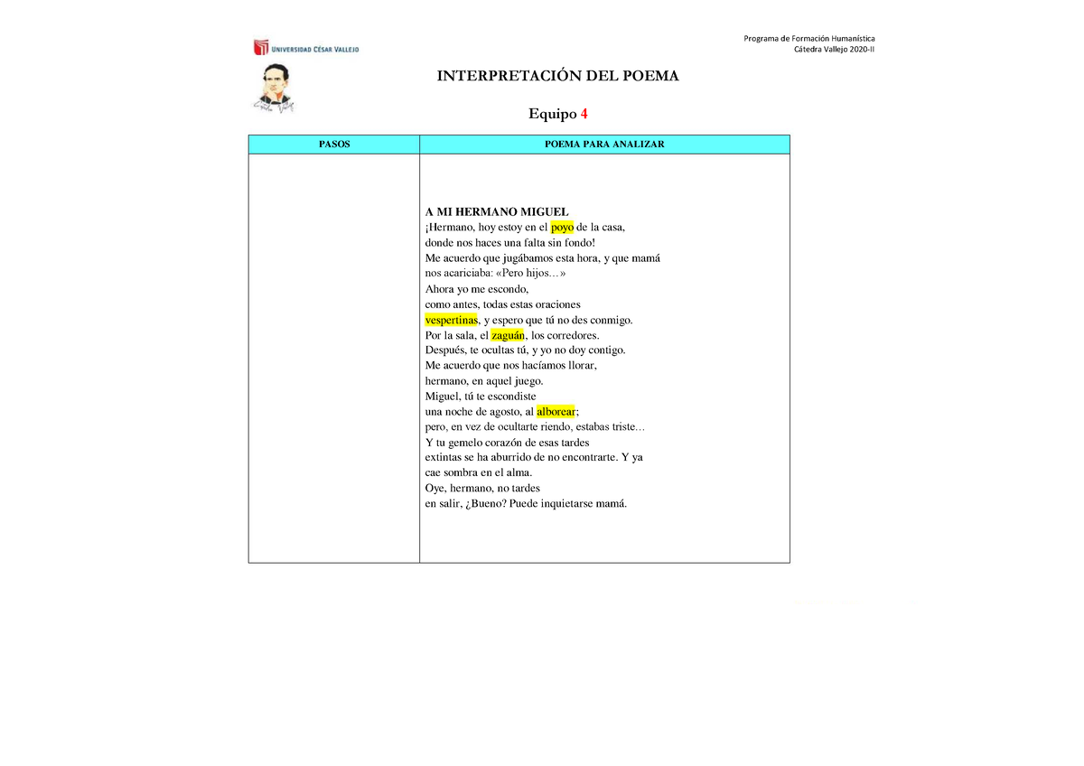 Analisis Del Poema Compress Cátedra Vallejo 2020 Ii InterpretaciÓn