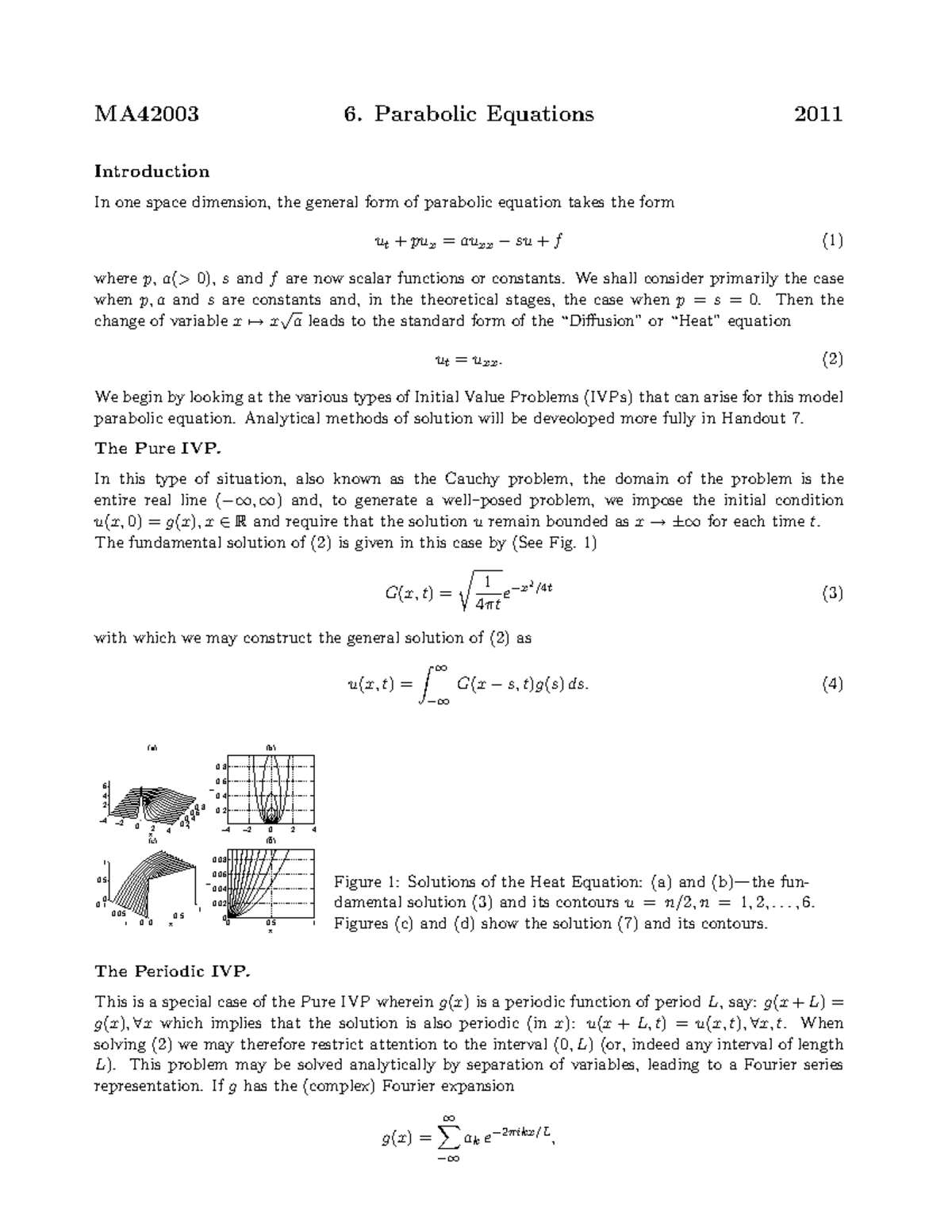 Chapter 6 Parabolic Equations Ma42003 6 Parabolic Equations 2011