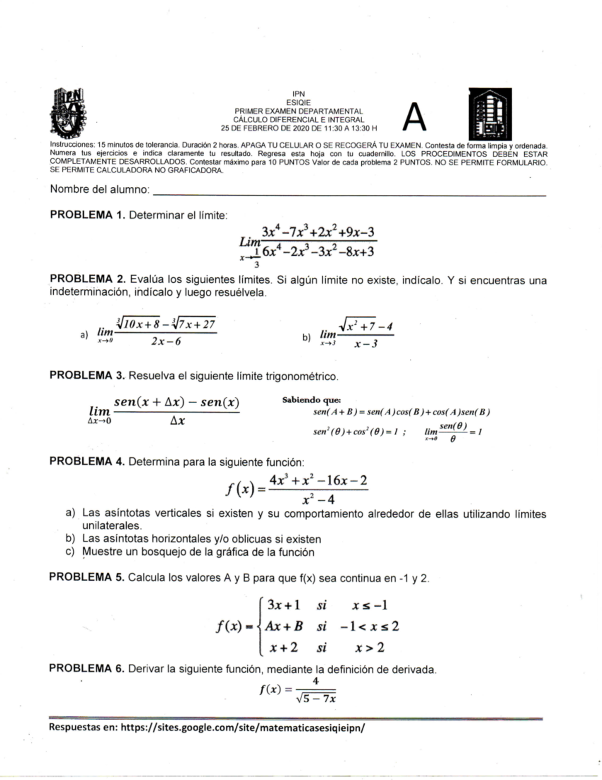 1er Parcial Calculo Di Cálculo Diferencial E Integral Studocu