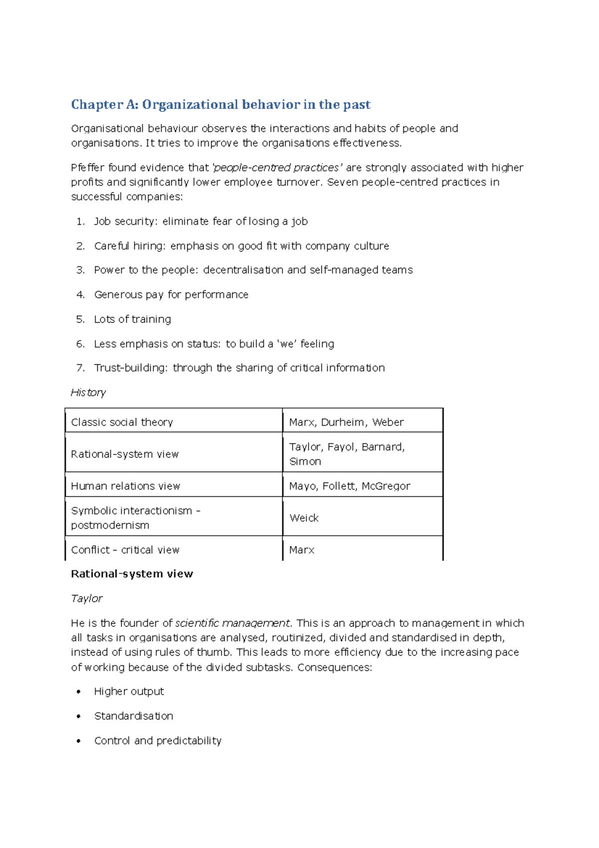 Summary Organizational Behaviour For Ib And M Chapter 1 5 Chapter A