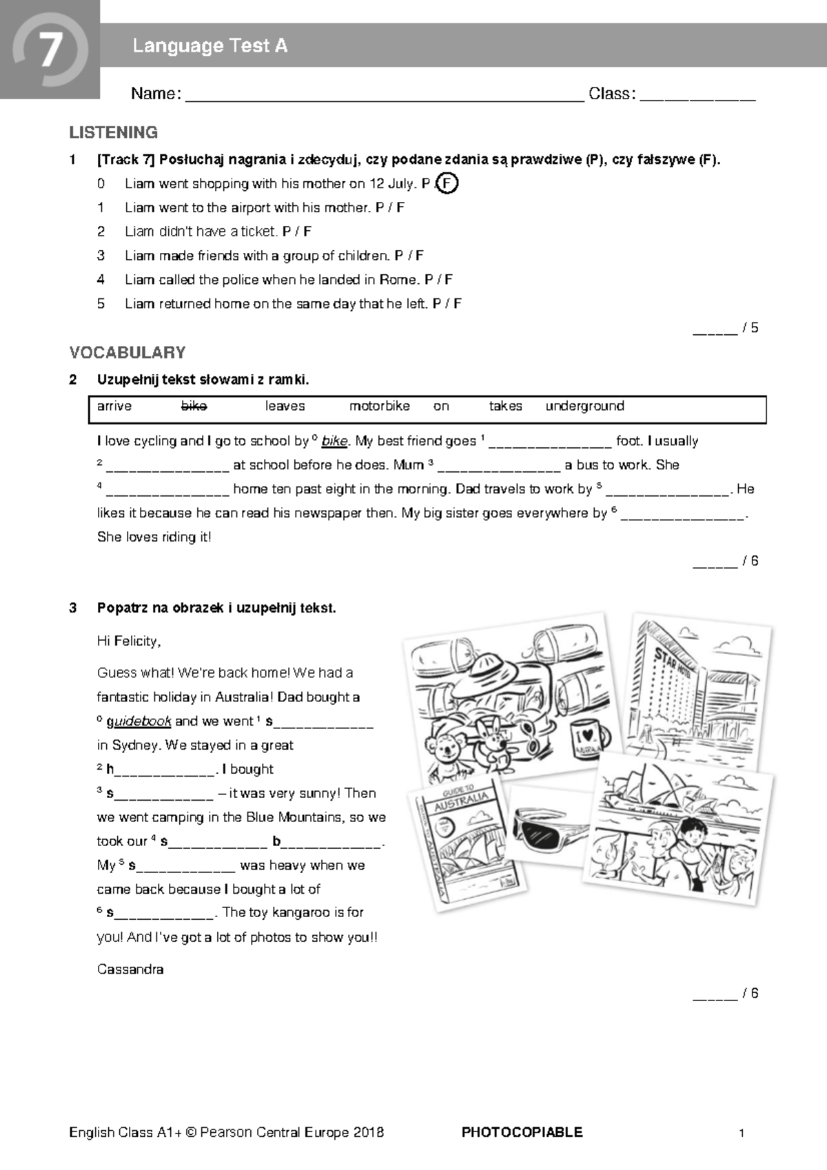 Ec A1p Language Test 7a Name