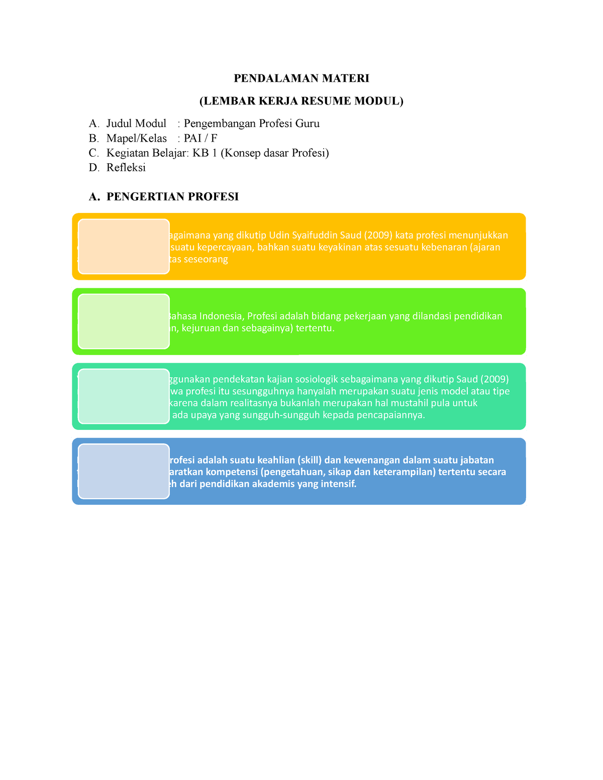 Resume Kb 1 Pendalaman Materi Lembar Kerja Resume Modul A Judul