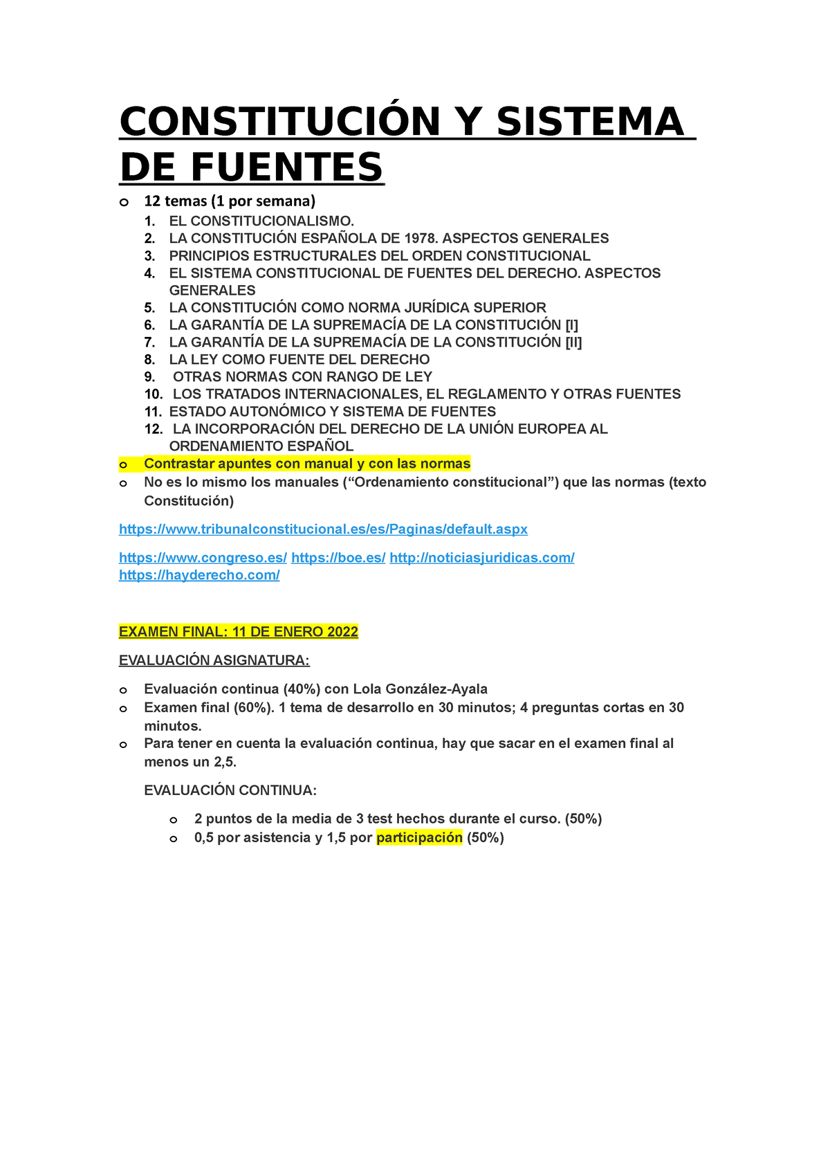 Apuntes Magistrales Constitución Y Sistema De Fuentes ConstituciÓn Y