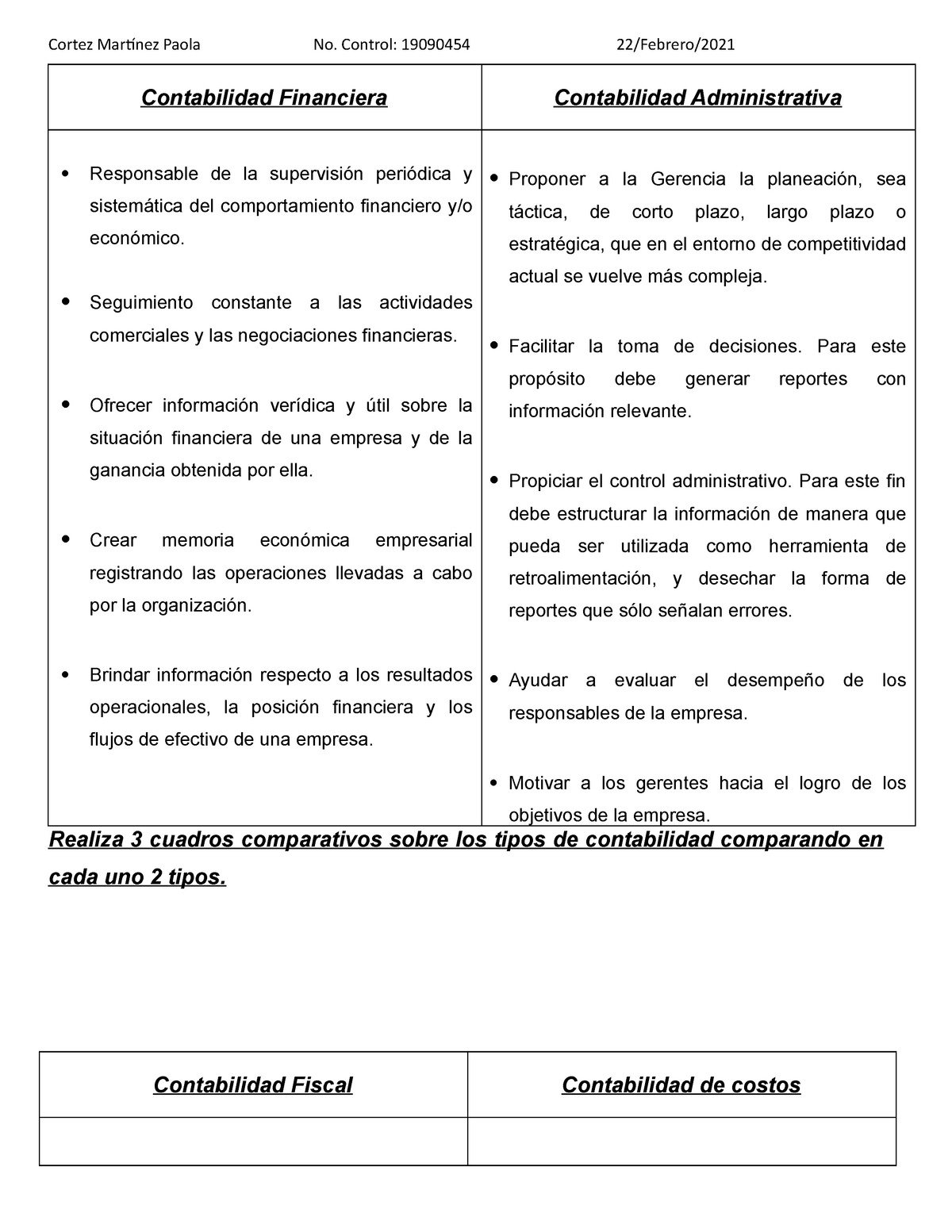 Cuadro Comparativo Tipos De Contabilidad Docx Tipos De Contabilidad