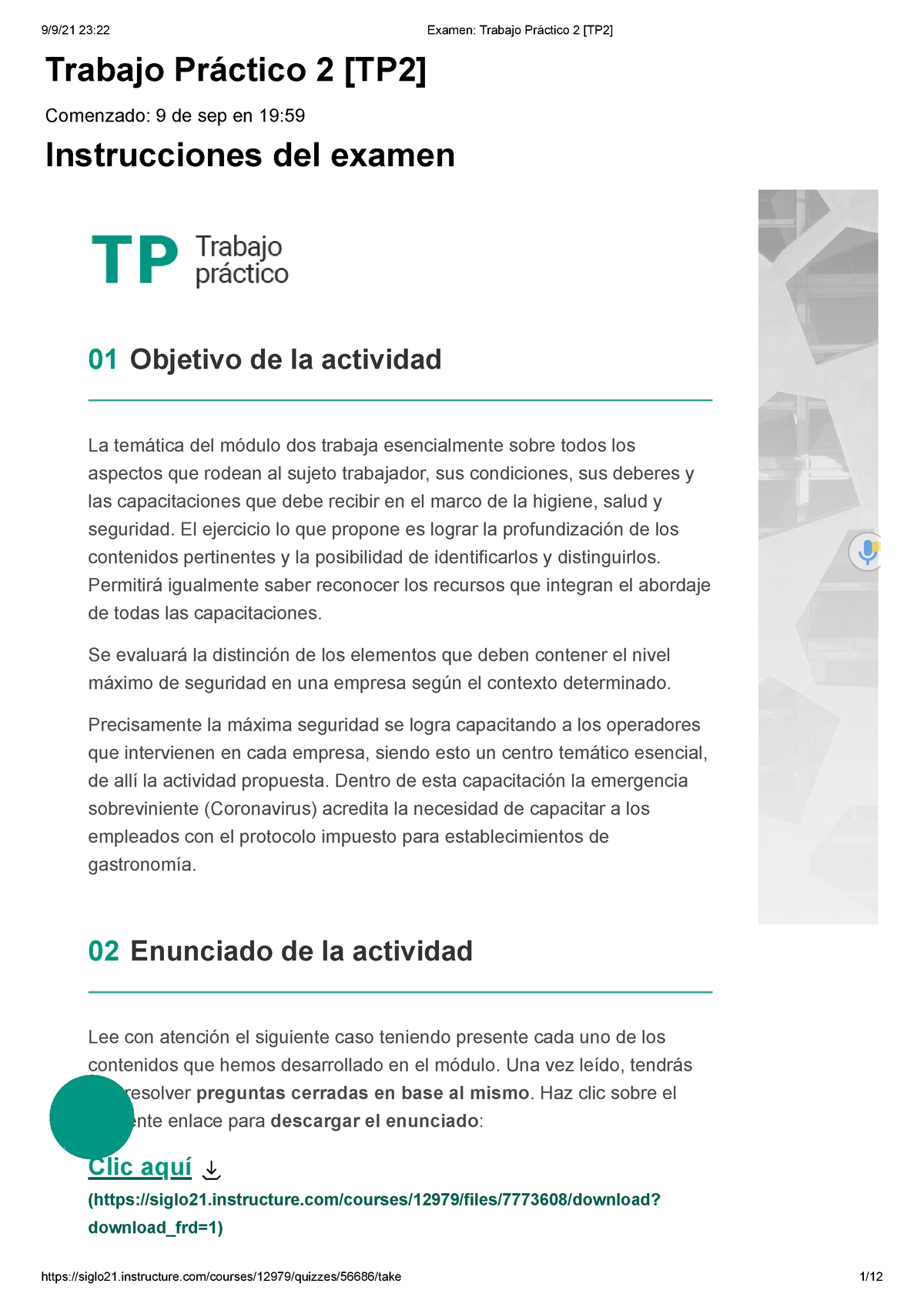 Examen Trabajo Práctico 2 Tp2 Trabajo Práctico 2 Tp2 Comenzado 9