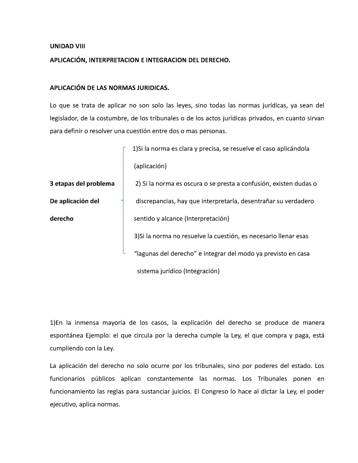 Unidad Viii Aplicacion Interpretacion E Integracion Del Derecho