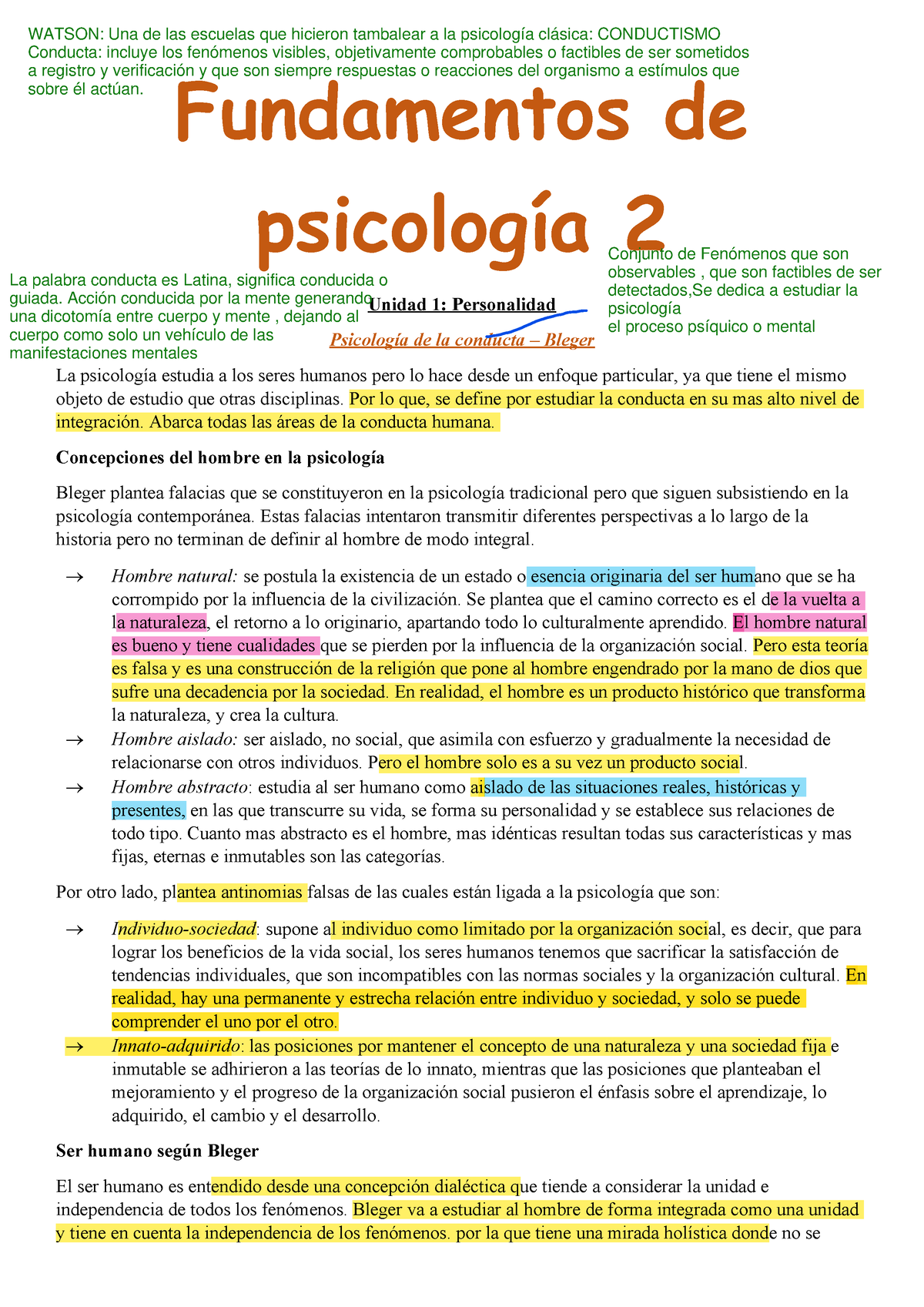 Fundamentos De Psicología 2 Fundamentos De Psicología 2 Unidad 1